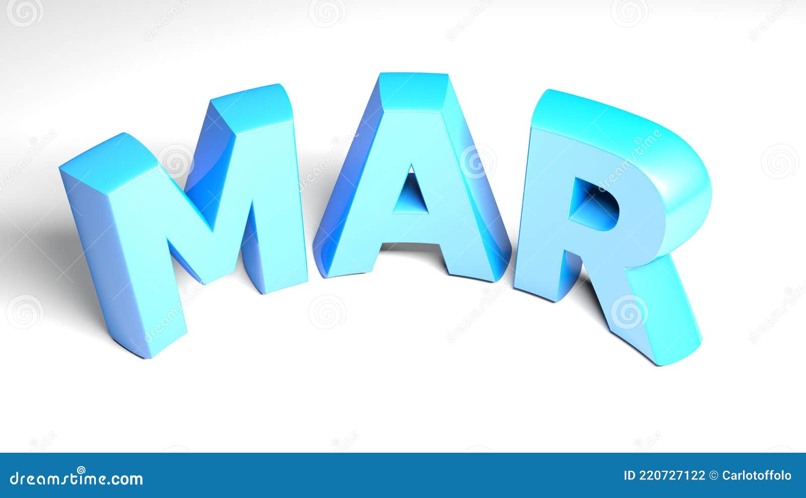 MAR for March Blue on White Background - 3D Rendering Illustration ...