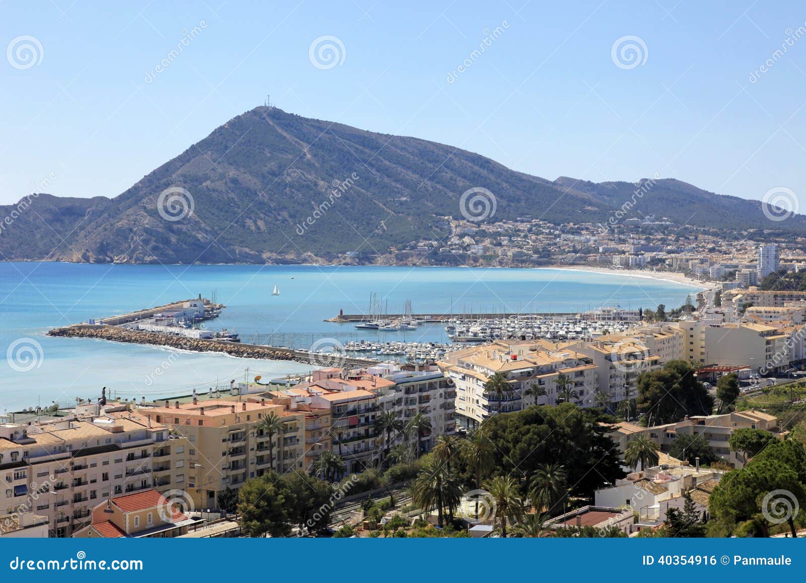 Mar Mediterraneo E Città Di Altea Spagna Fotografia Stock - Immagine di ...