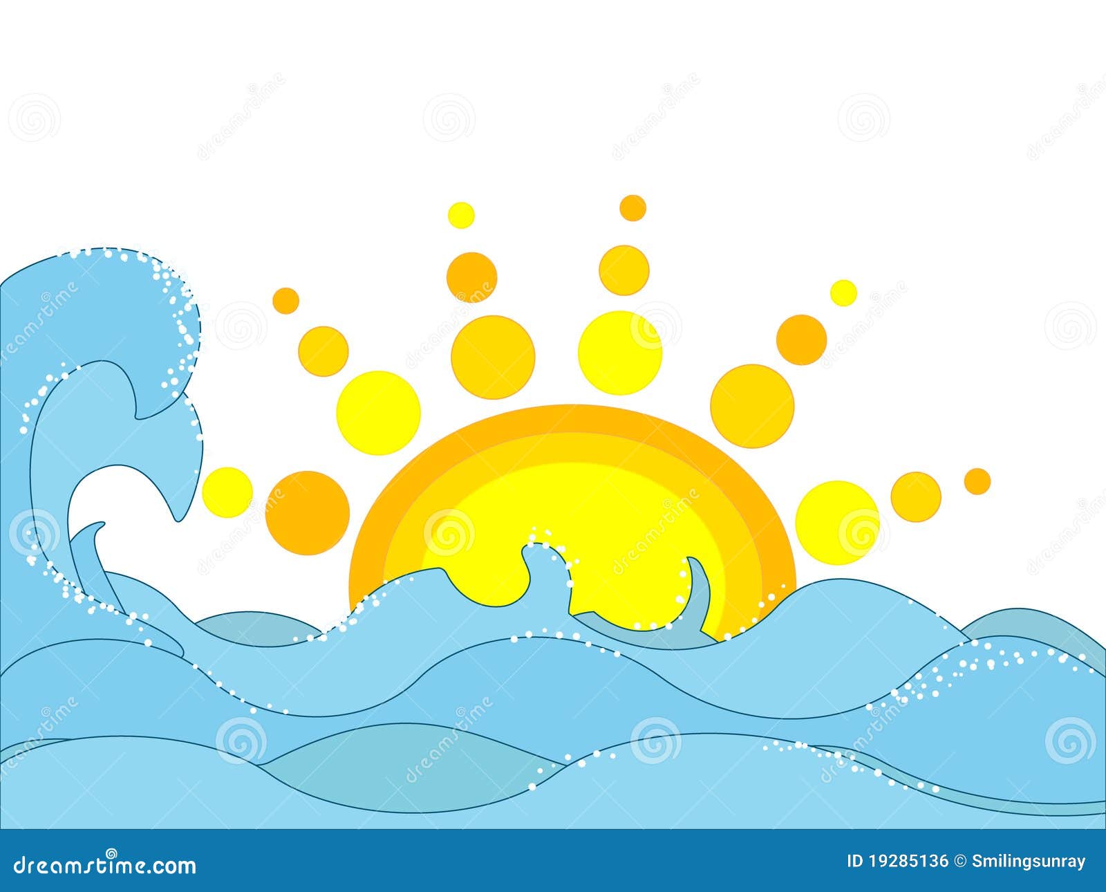 Mar y sol ilustración del vector. Ilustración de resaca - 19285136