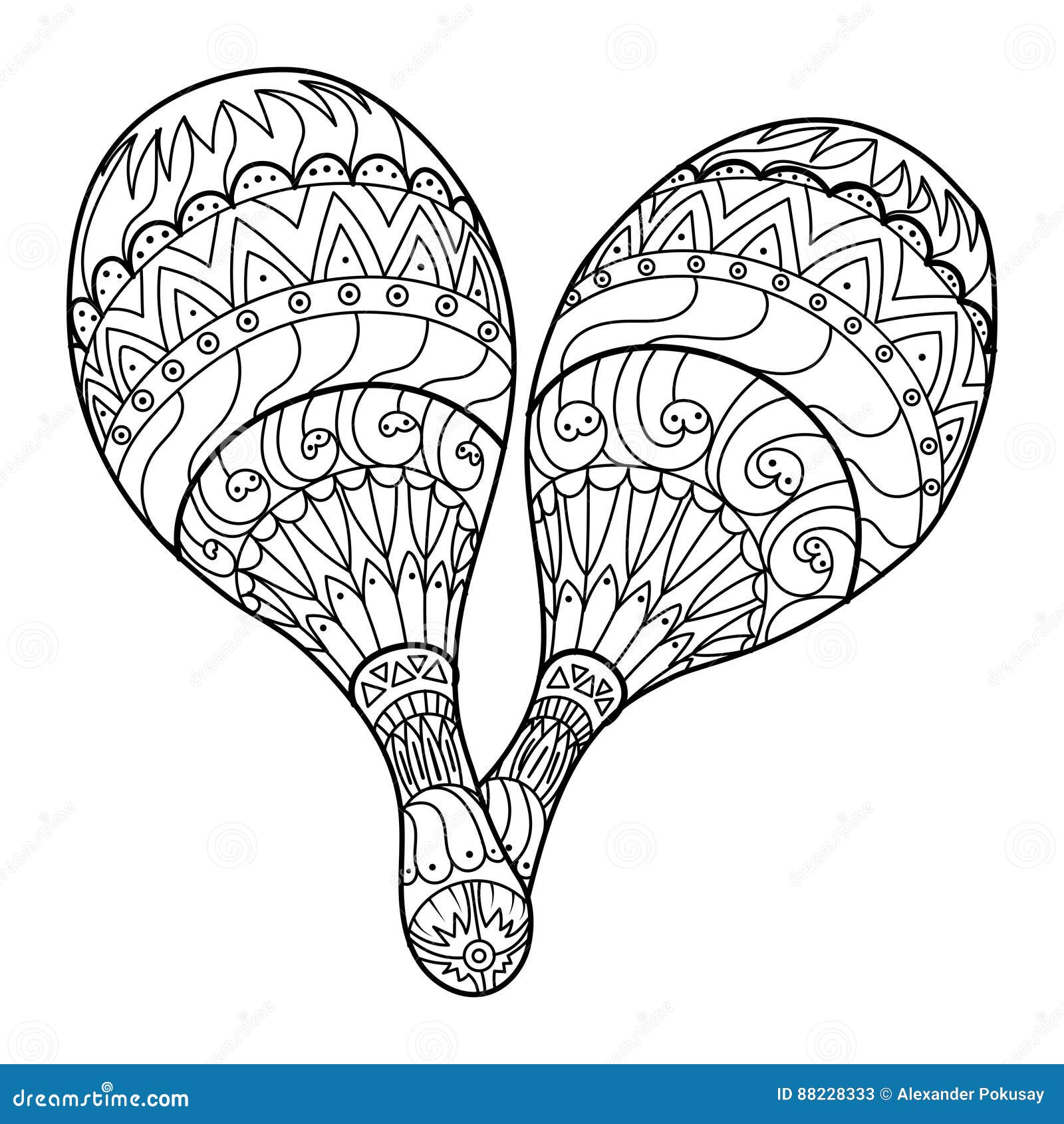 Maraca Musical Instrument Coloring Book Vector | CartoonDealer.com ...