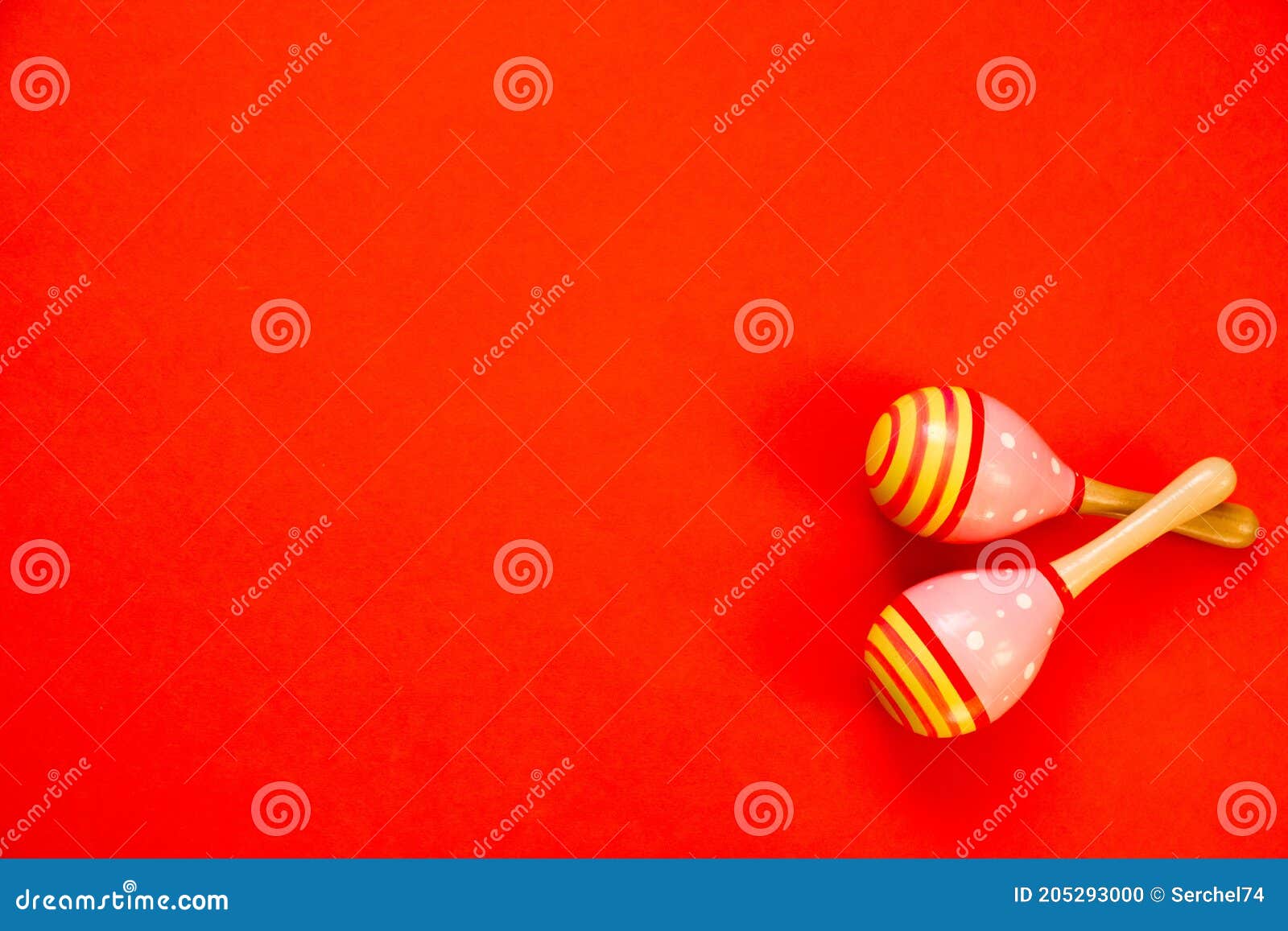 Maracas on a Bright Red Background. on the Left is the Copy Space Stock ...