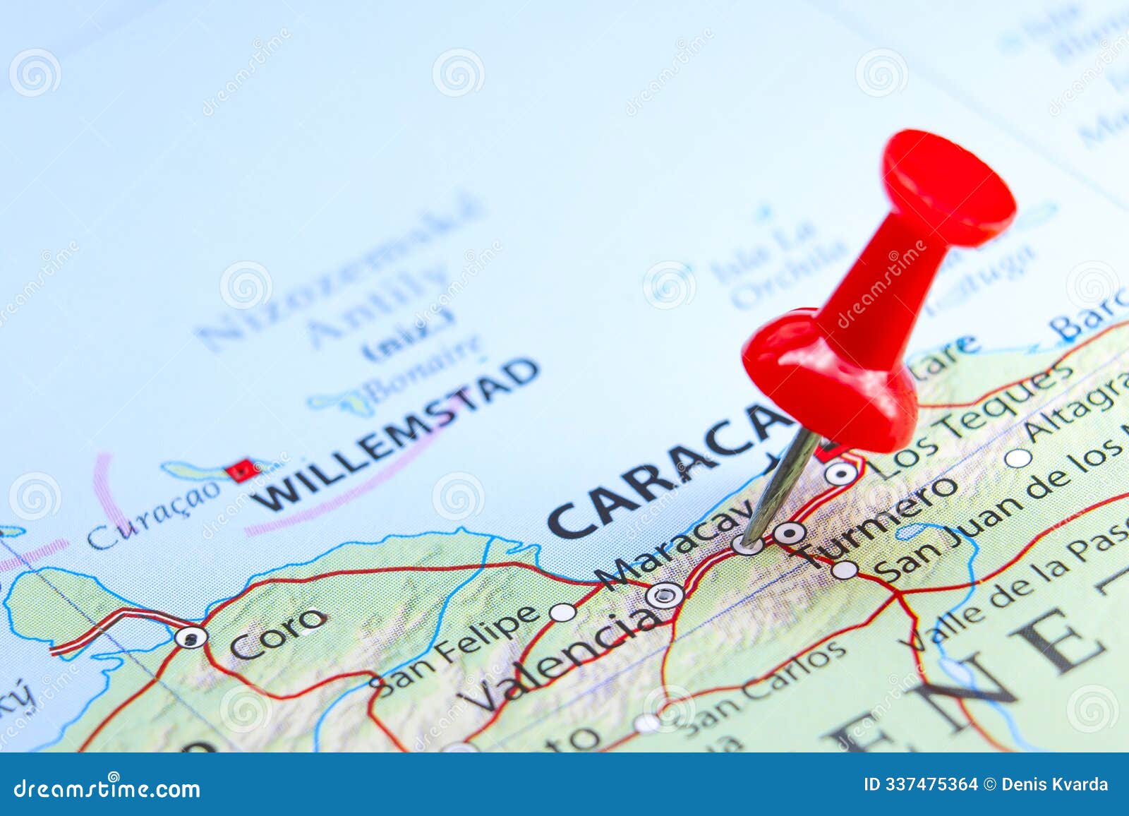 Maracay, Venezuela Pin on Map Stock Photo - Image of journey, atlas ...