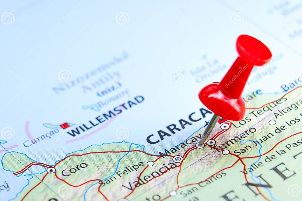 Maracay, Venezuela Pin on Map Stock Photo - Image of journey, atlas ...