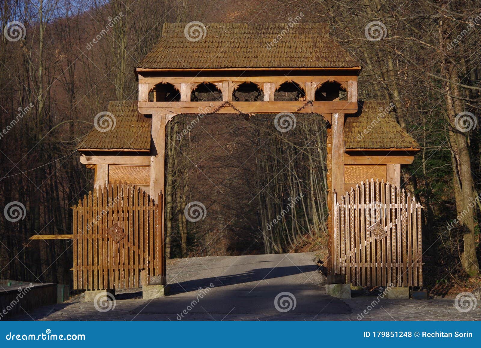 Traditional Wooden Gate in Maramures County, Romania. Stock Photo ...