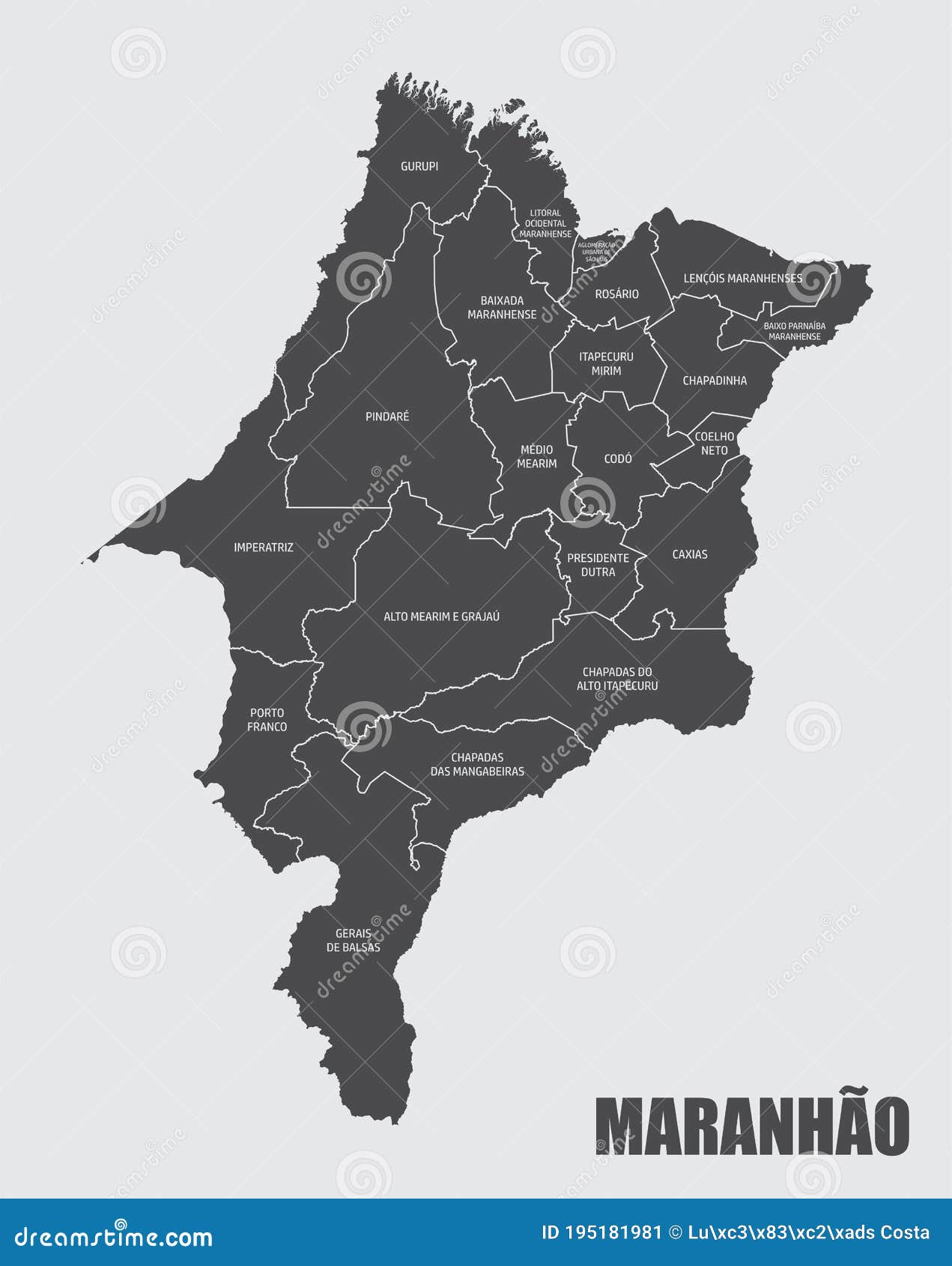 Maranhao State regions map stock illustration. Illustration of line ...