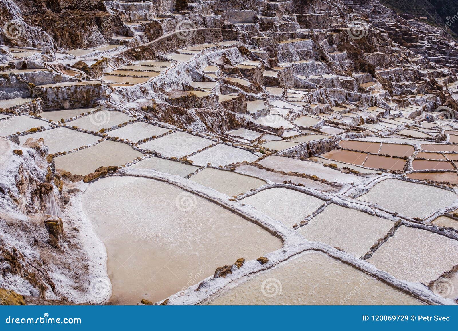 Maras salt mines in Peru stock image. Image of pool - 120069729