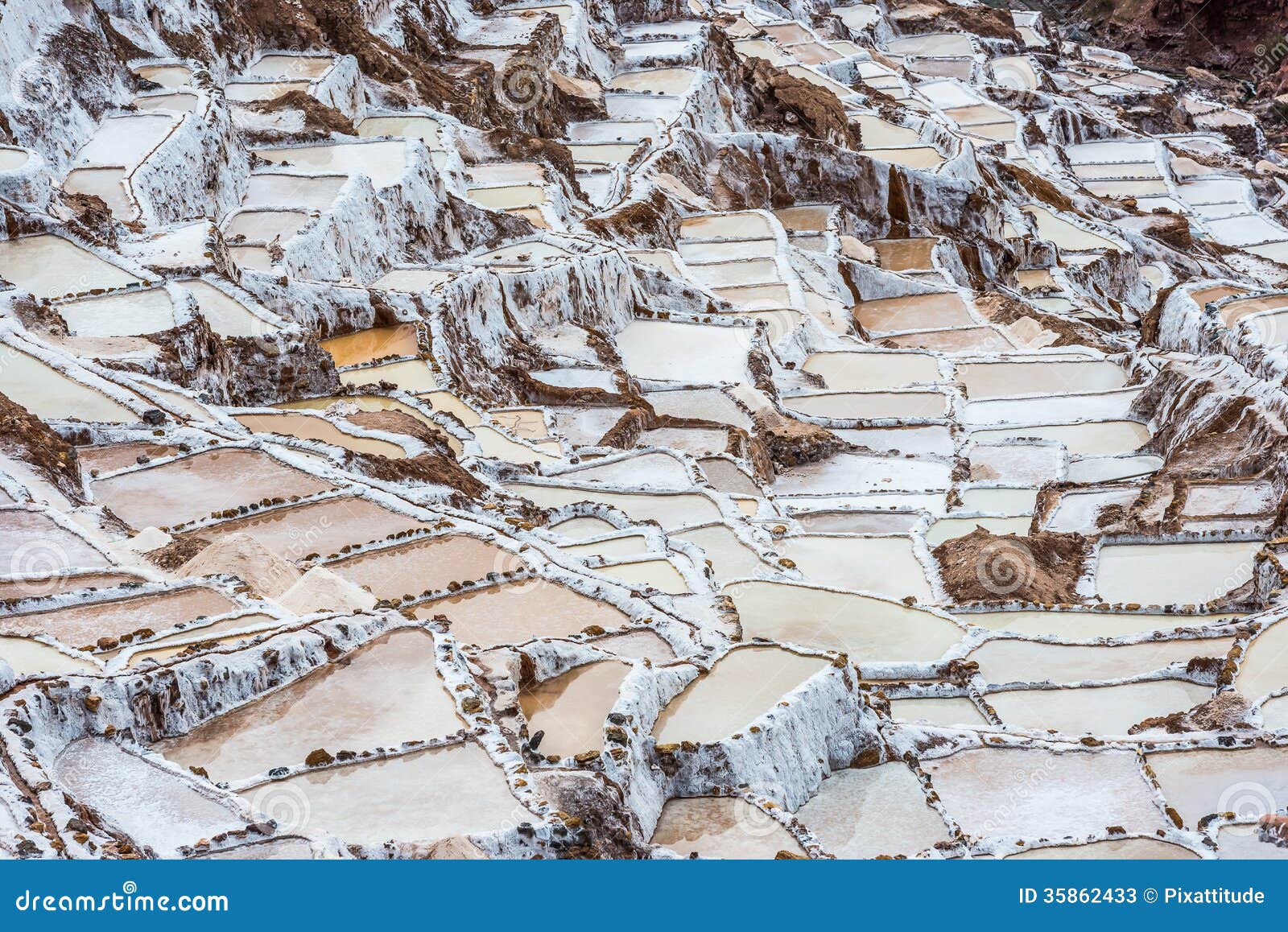 Maras Salt Mines Peruvian Andes Cuzco Peru Stock Image - Image of qosqo ...