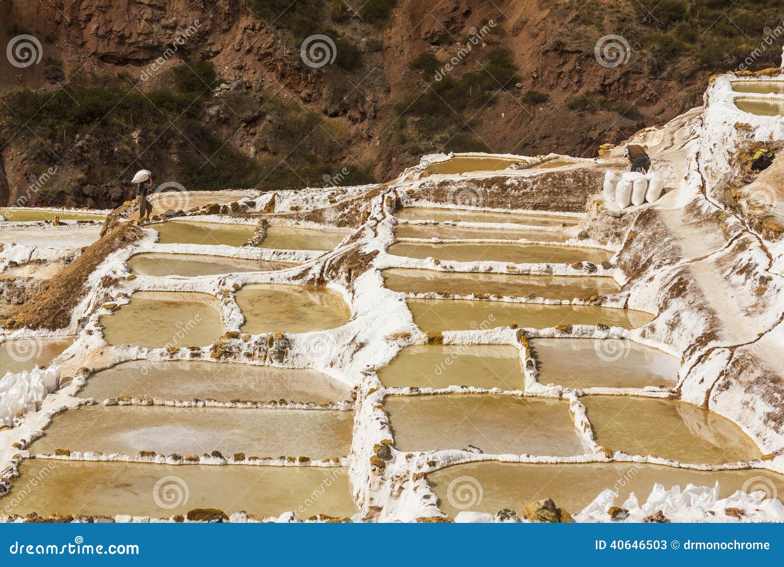 Maras Salt Mines Peruvian Andes Cuzco Peru Stock Image - Image of ...