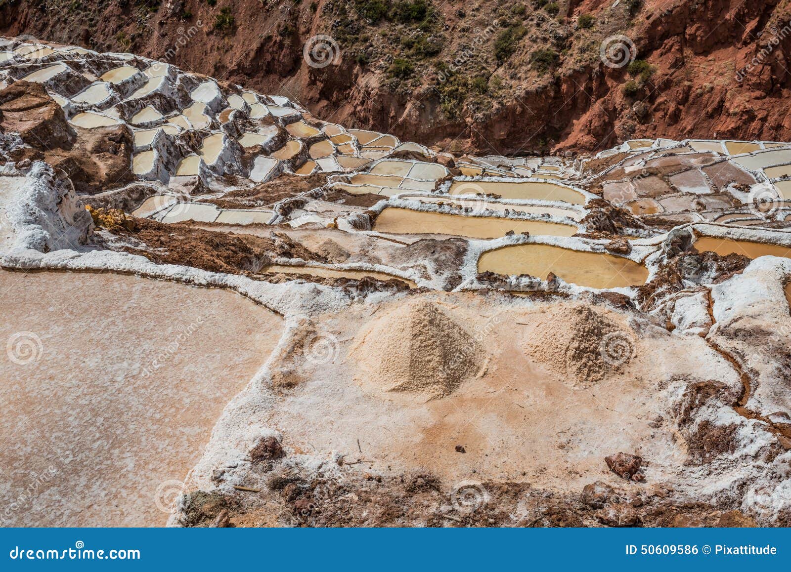 Maras Salt Mines Peruvian Andes Cuzco Peru Stock Photo - Image of ...