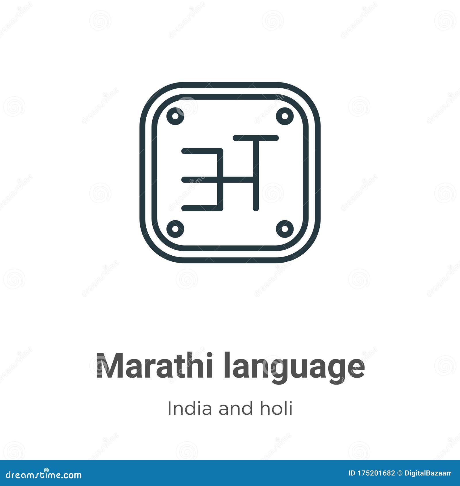 Marathi Language Outline Vector Icon. Thin Line Black Marathi Language ...