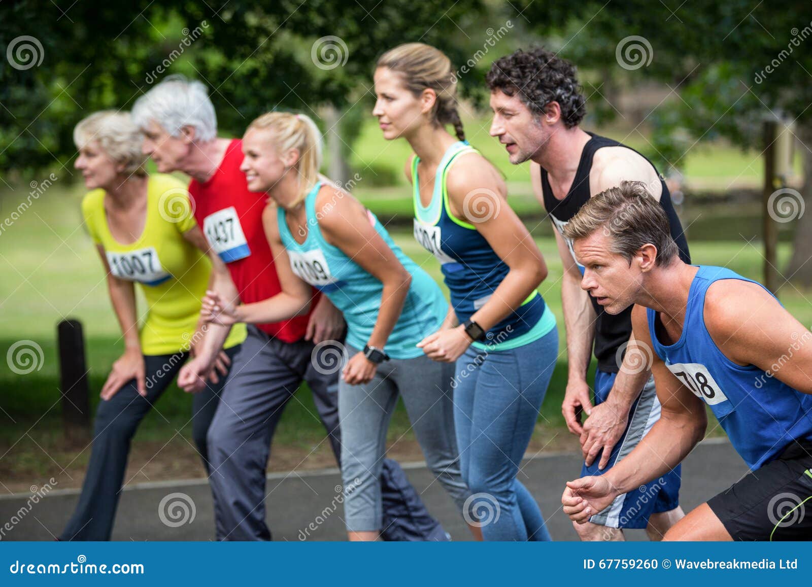 Marathon Athletes on the Starting Line Stock Photo - Image of happy ...