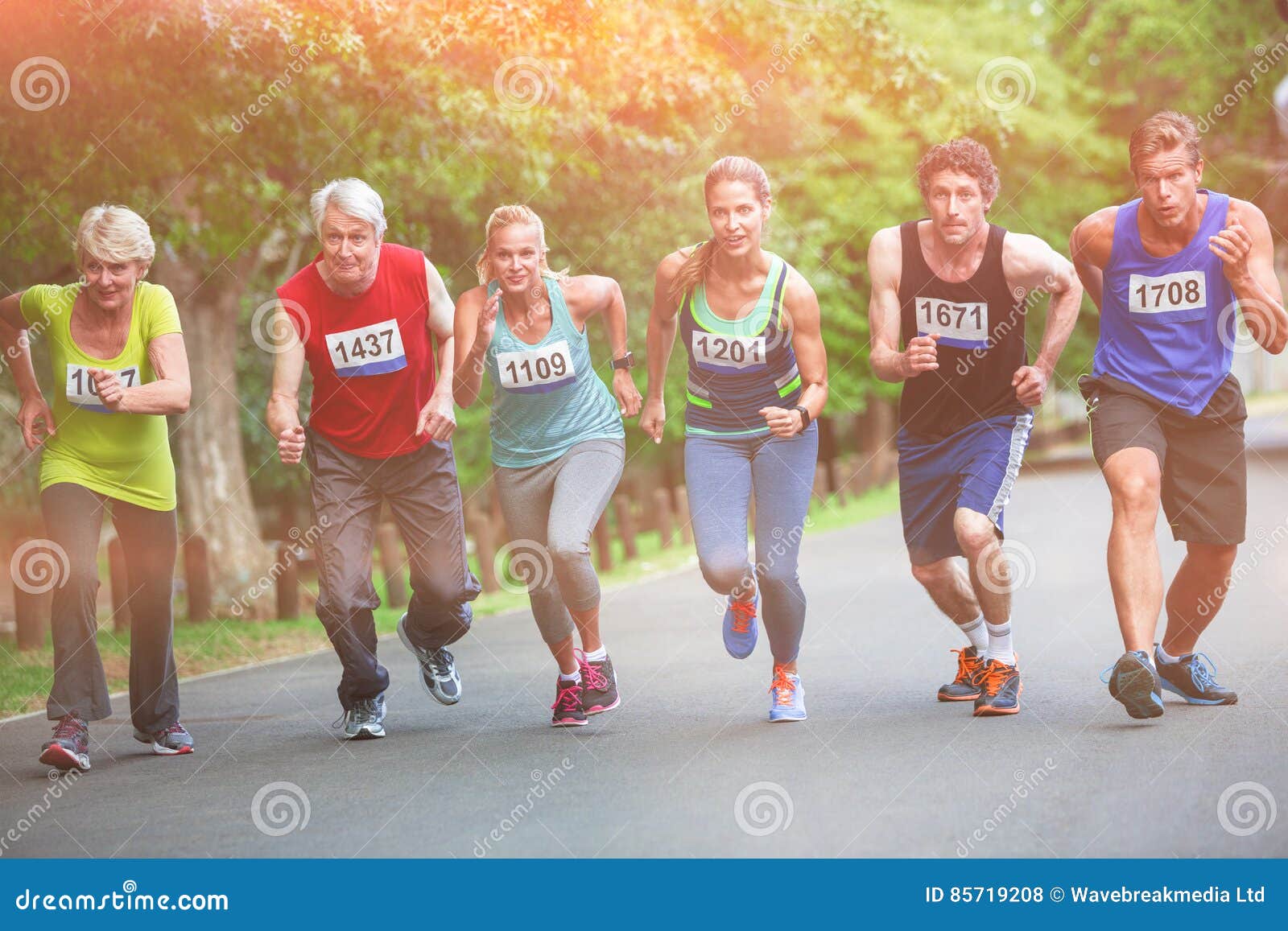 Marathon Athletes on Starting Line Stock Photo - Image of atoms ...