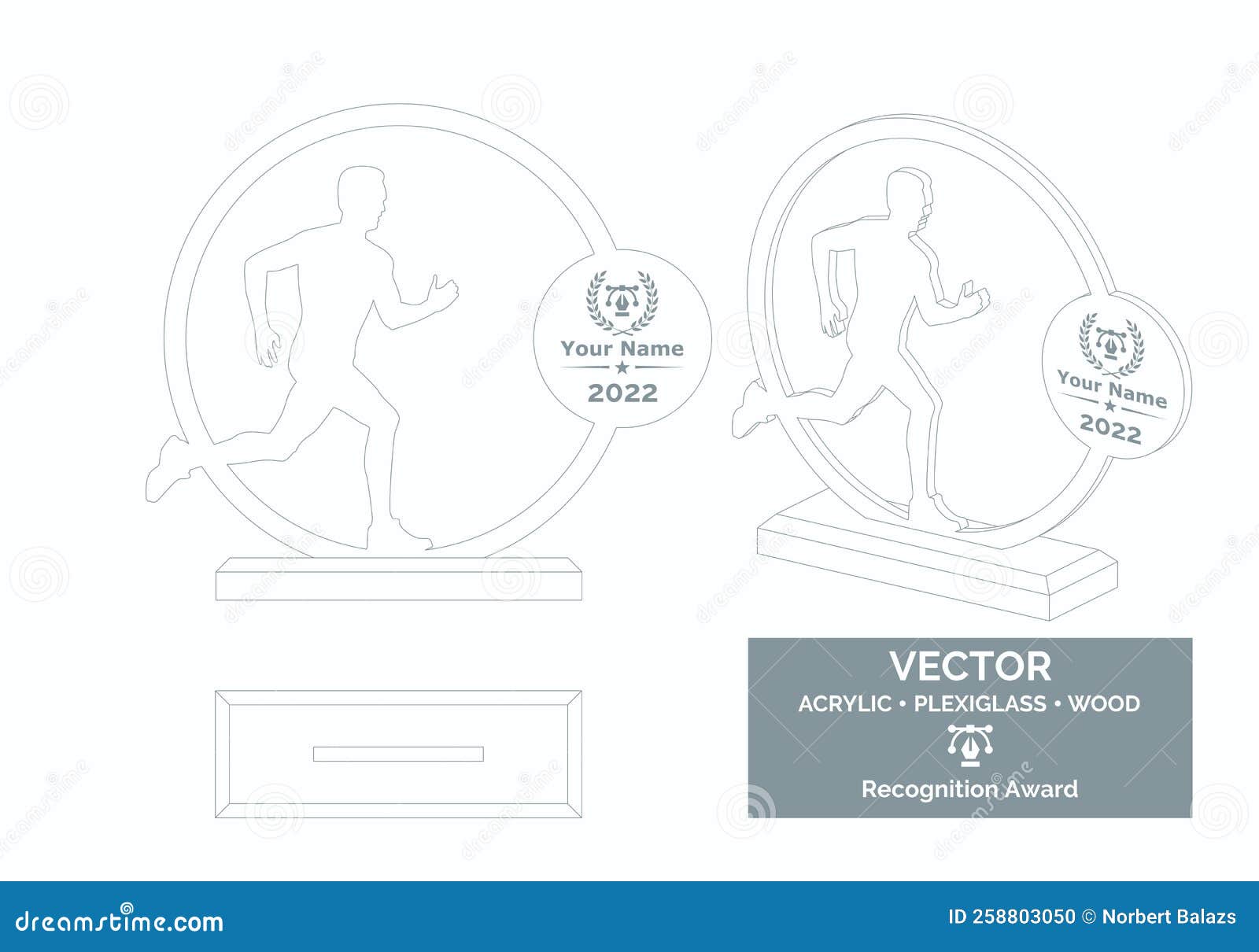 Marathon Competitions Trophy Vector Template, Marathon Runner Trophy ...