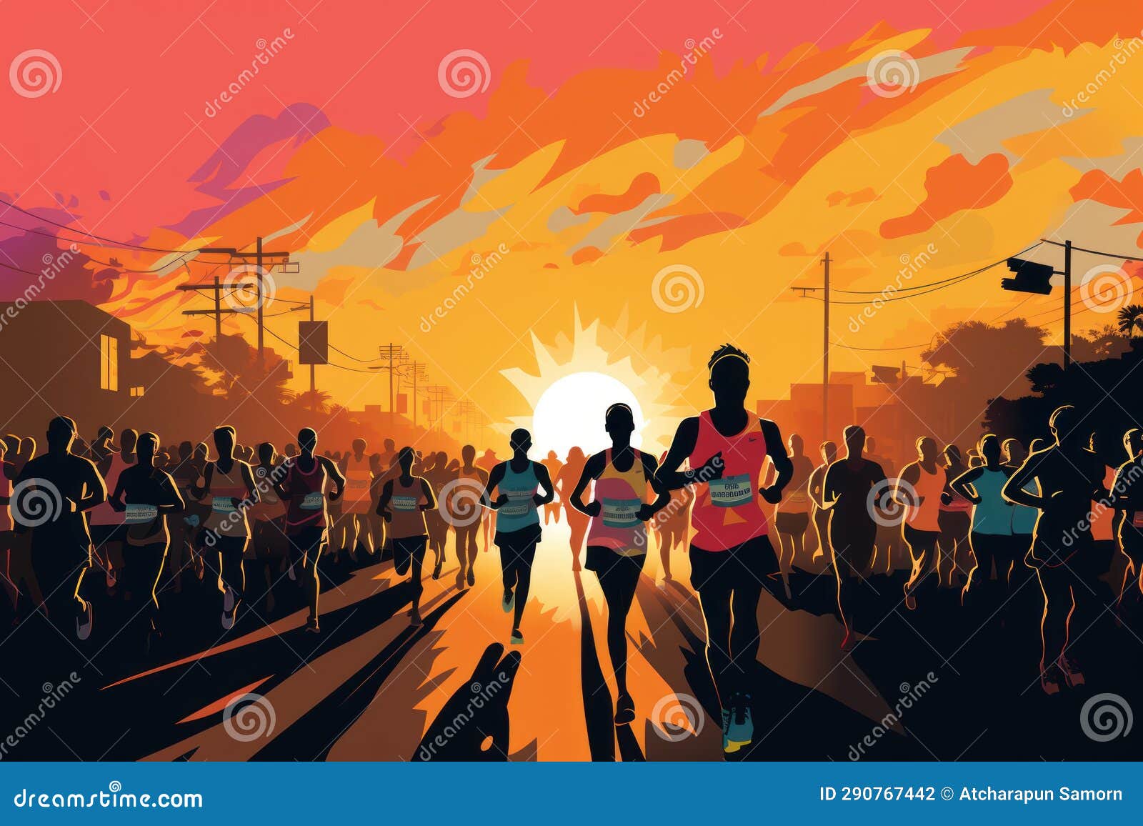 Marathon Poster Design Abstract Background Stock Illustration ...