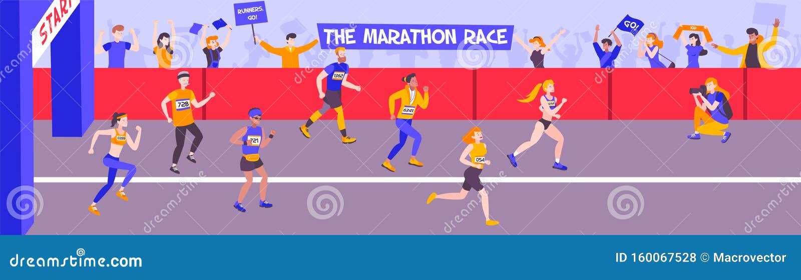 Marathon Race Horizontal Composition Stock Vector - Illustration of ...