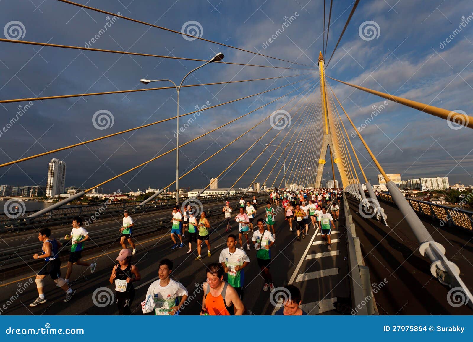 Marathon runner on bridge editorial stock image. Image of challenge ...