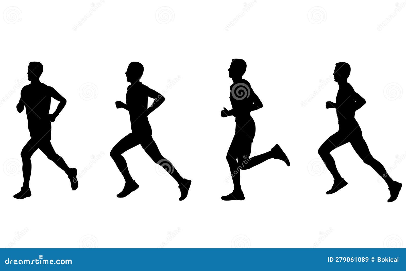 Marathon Runner, Four Steps Silhouettes Stock Vector - Illustration of ...