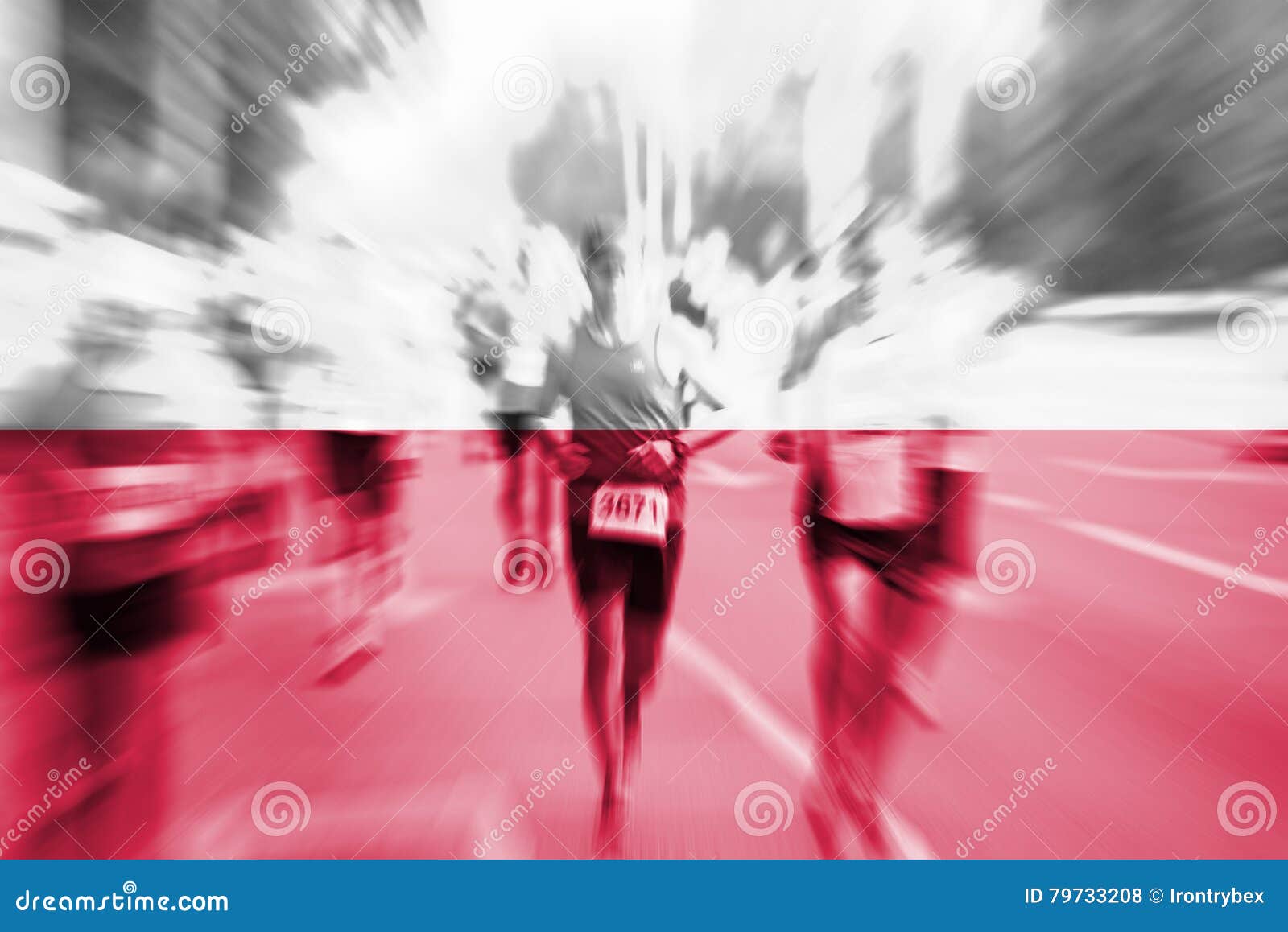 Marathon Runner Motion Blur with Blending Poland Flag Stock Photo ...