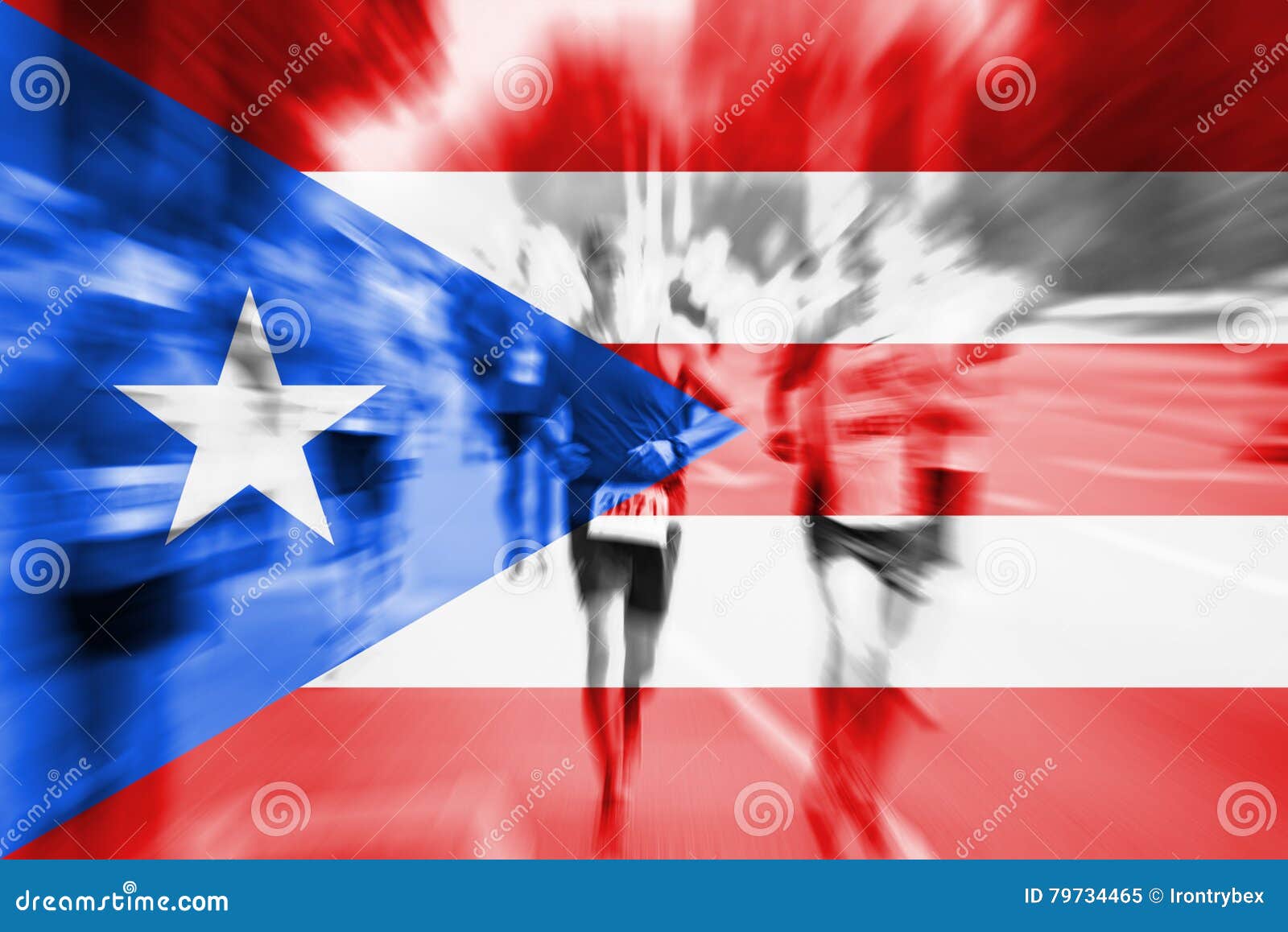 Marathon Runner Motion Blur with Blending Puerto Rico Flag Stock Image ...