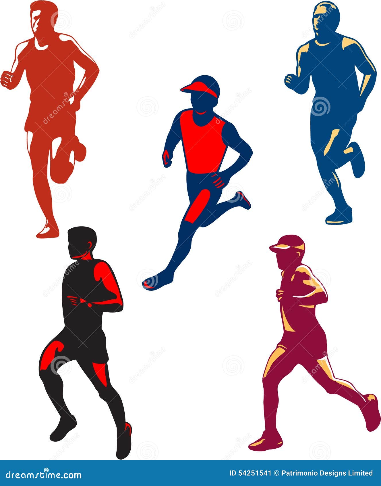 Marathon Runner Retro Collection Stock Vector - Illustration of ...