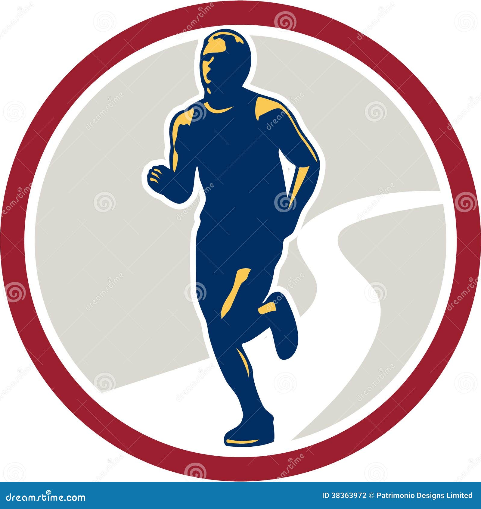 Marathon Runner Running Circle Retro Stock Illustration - Illustration ...