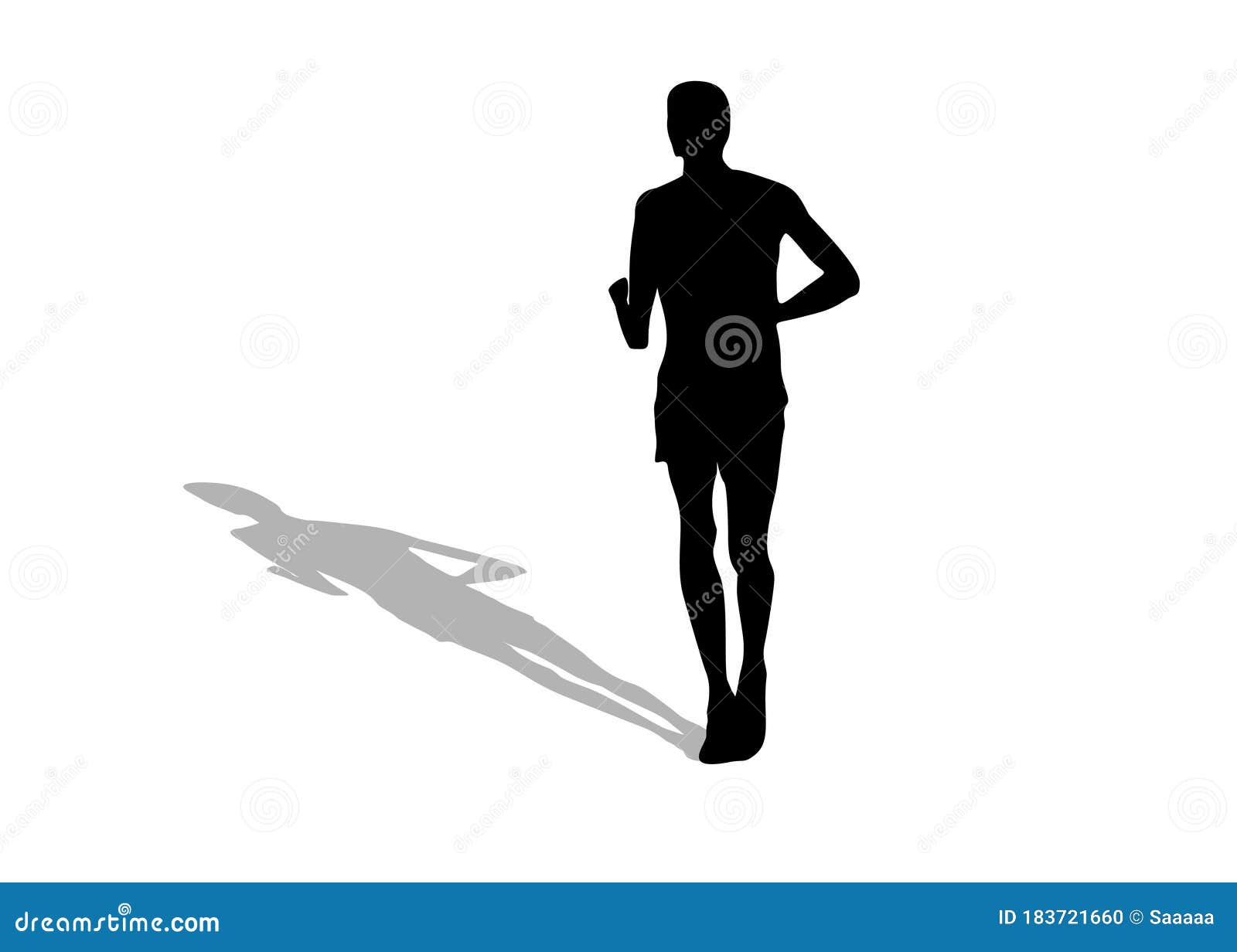 Marathon Runner Silhouette with Shadow, Rear View Stock Vector ...