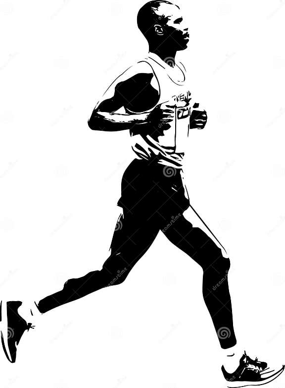 Marathon Runner Sketch Silhouette Stock Illustration - Illustration of ...