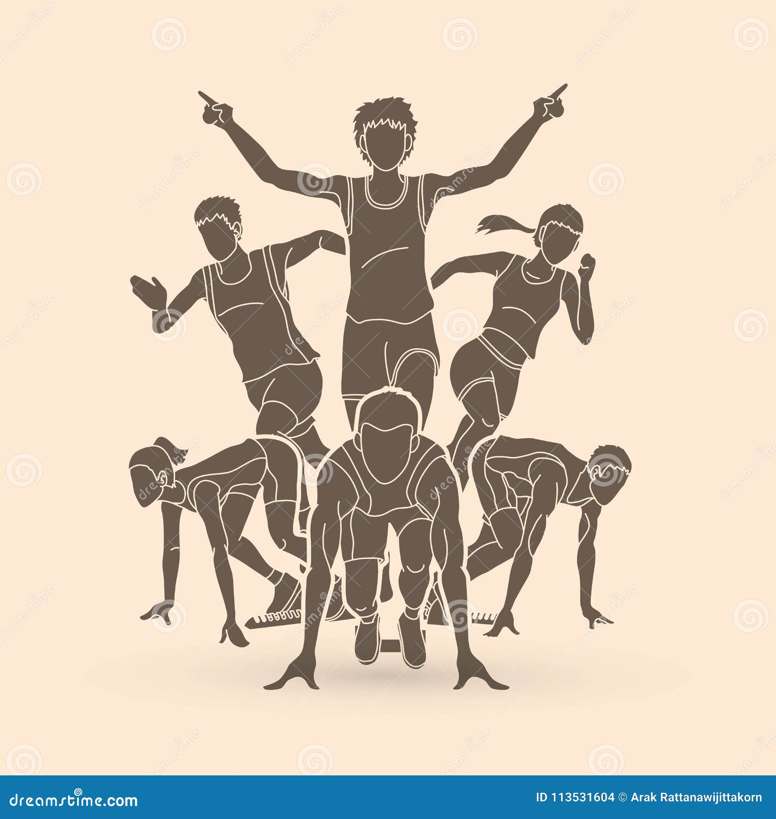 Marathon Runner, Start Running , Group of People Running Action Graphic ...