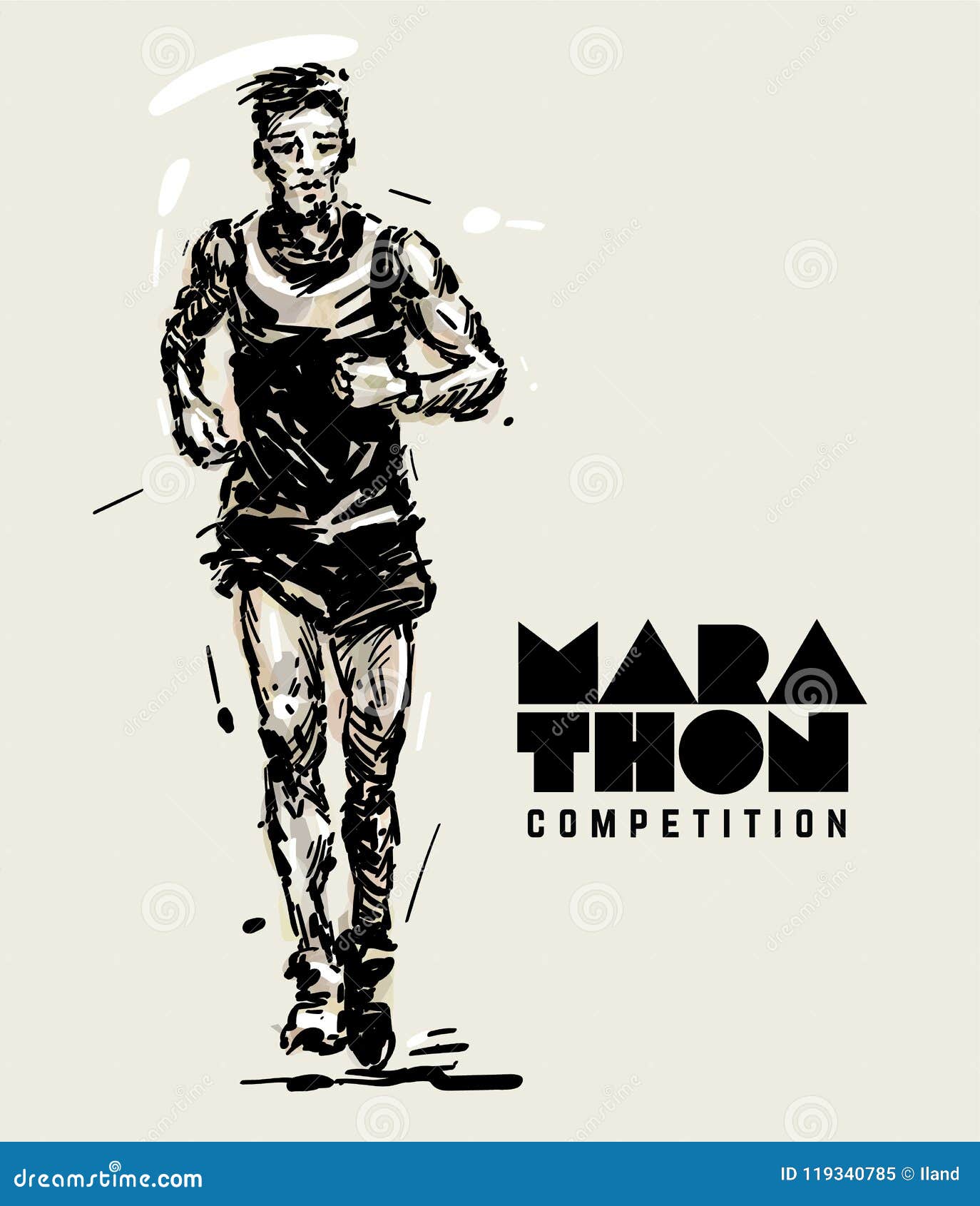 Marathon. Runner. Vector Illustration Stock Vector - Illustration of ...
