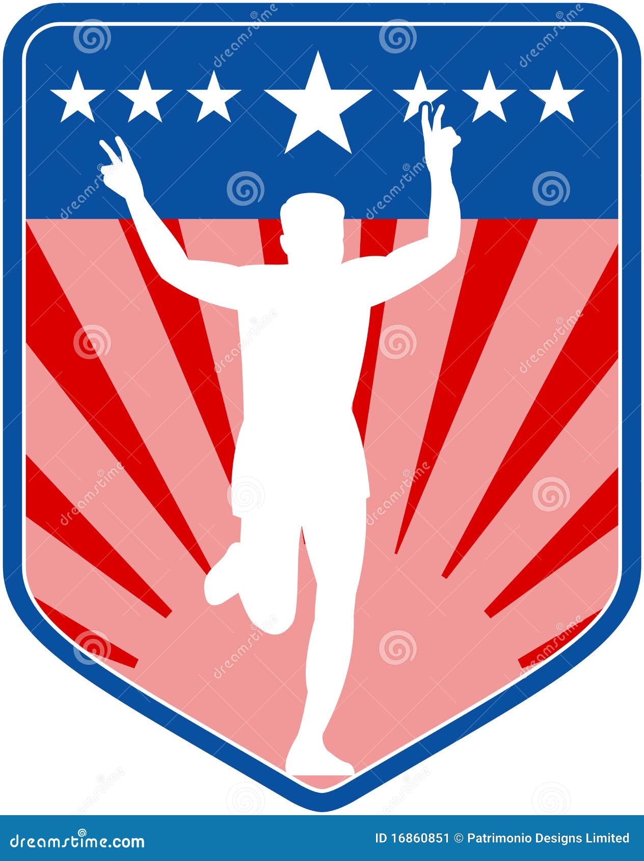 Marathon Runner Victory Sign Stock Illustration - Illustration of front ...