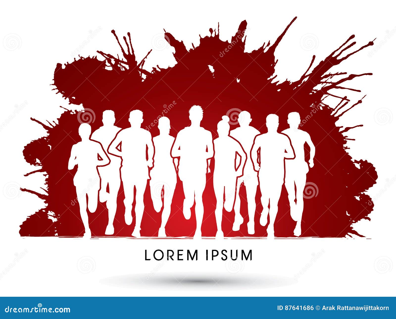 Marathon Runners Graphic Vector. Stock Vector - Illustration of jogging ...