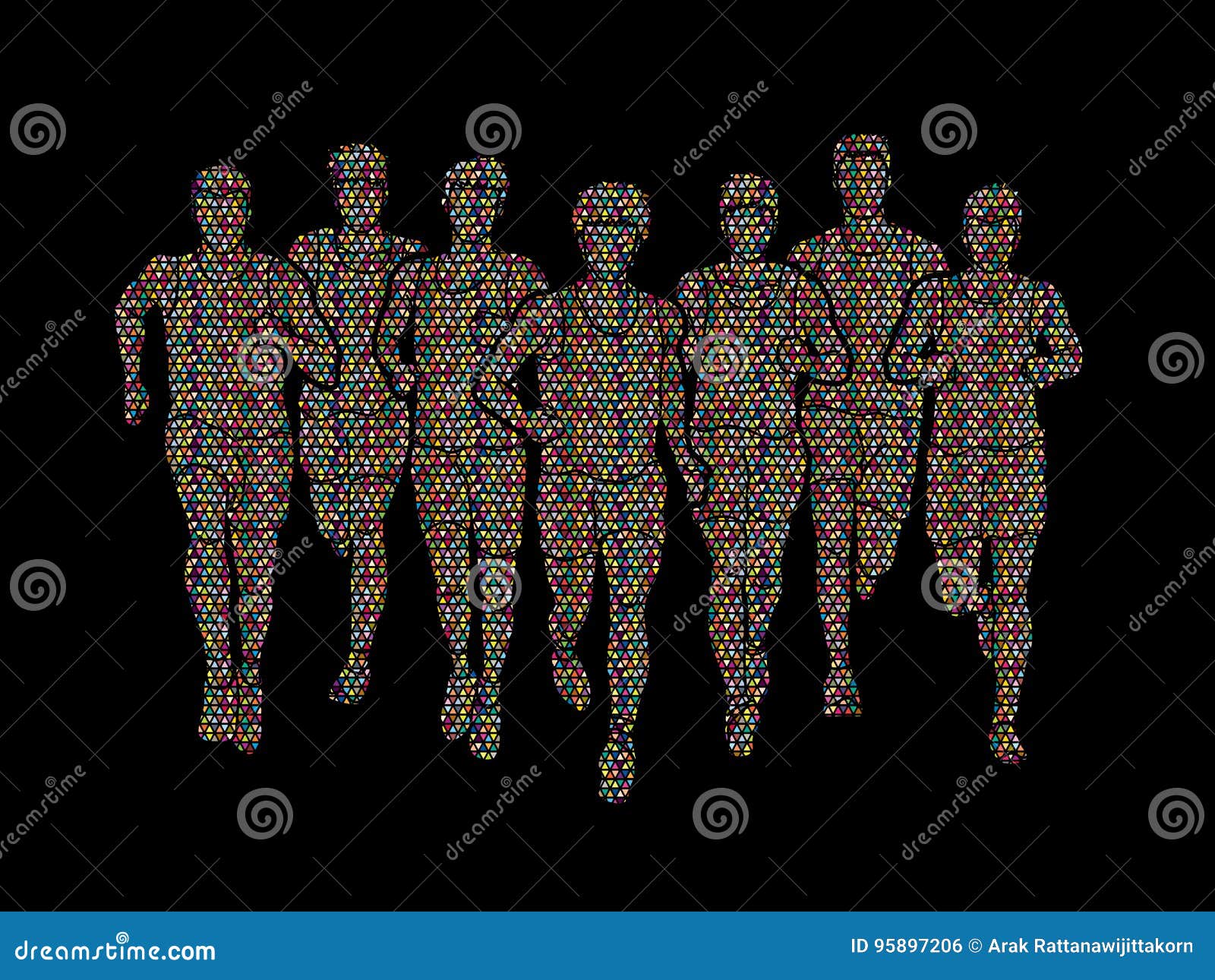 Marathon Runners, Group of People Running, Men Running Stock Vector ...