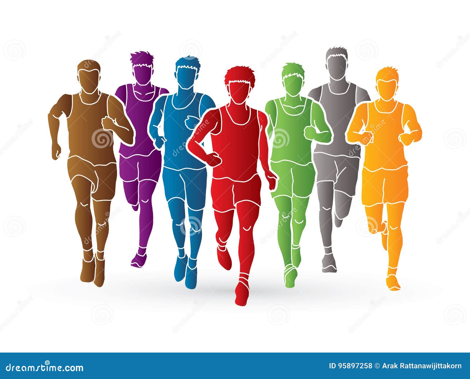 Marathon Runners, Group of People Running, Men Running Stock Vector ...