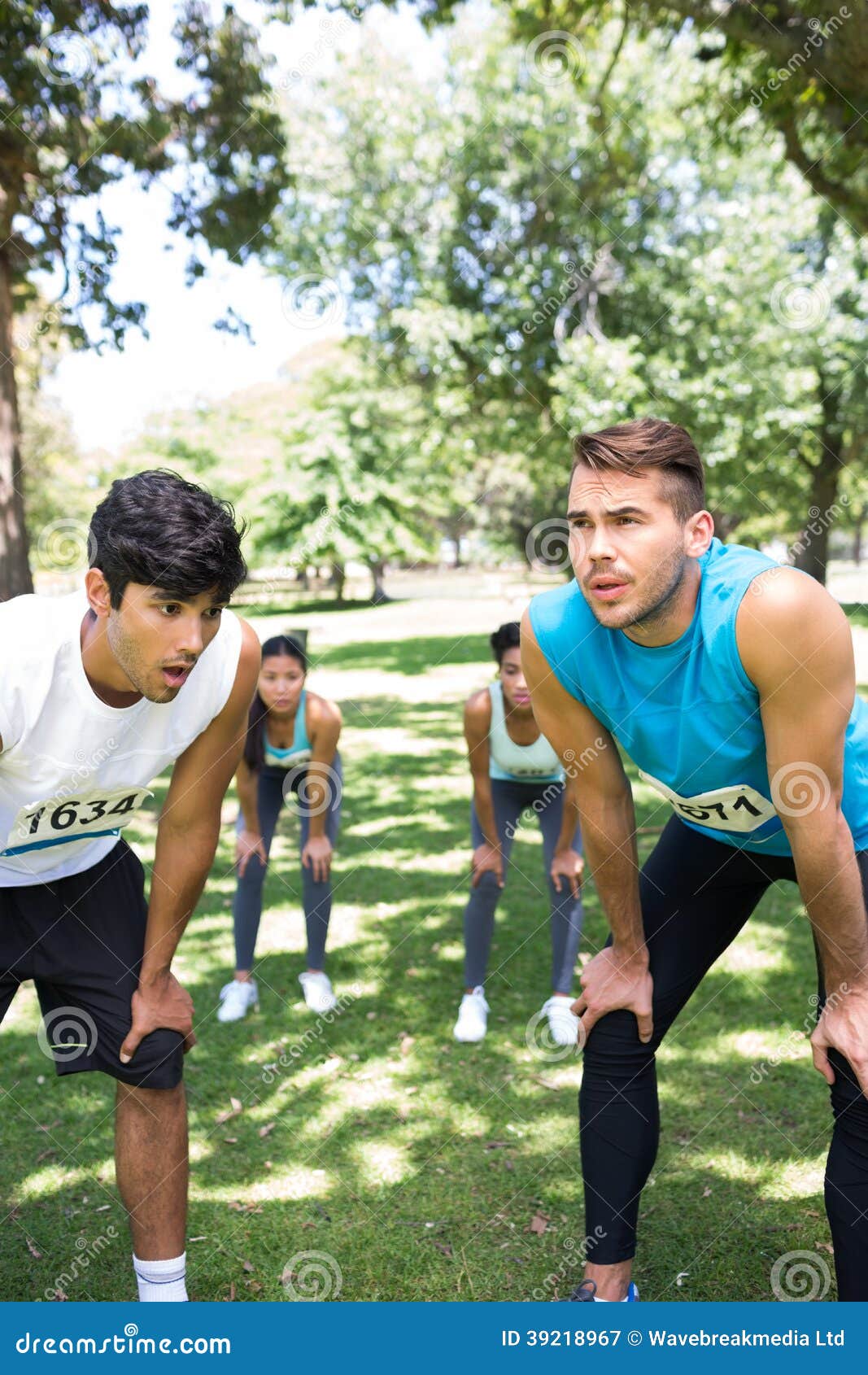 Marathon Runners with Hands on Knees Stock Image - Image of healthy ...