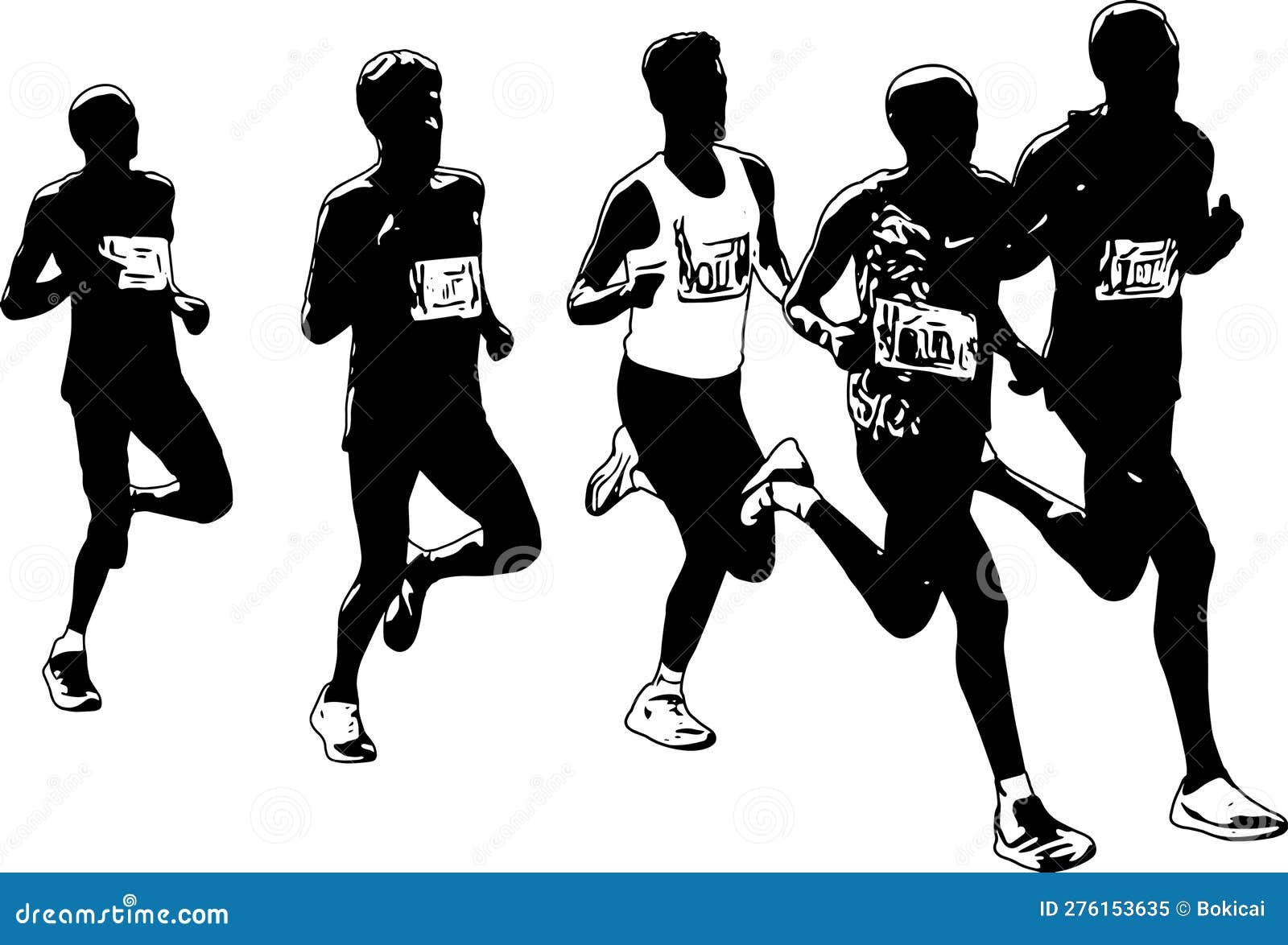 Marathon Runners Running in Group - Sketch Artwork Stock Vector ...