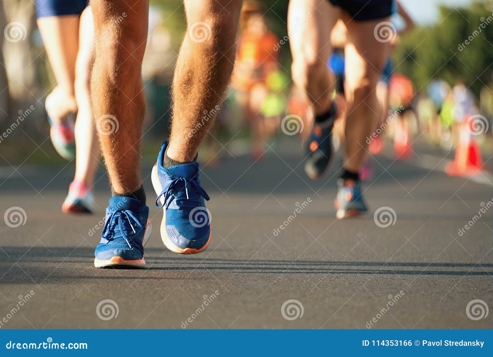 Marathon Running in the Light of Evening Stock Photo - Image of outside ...