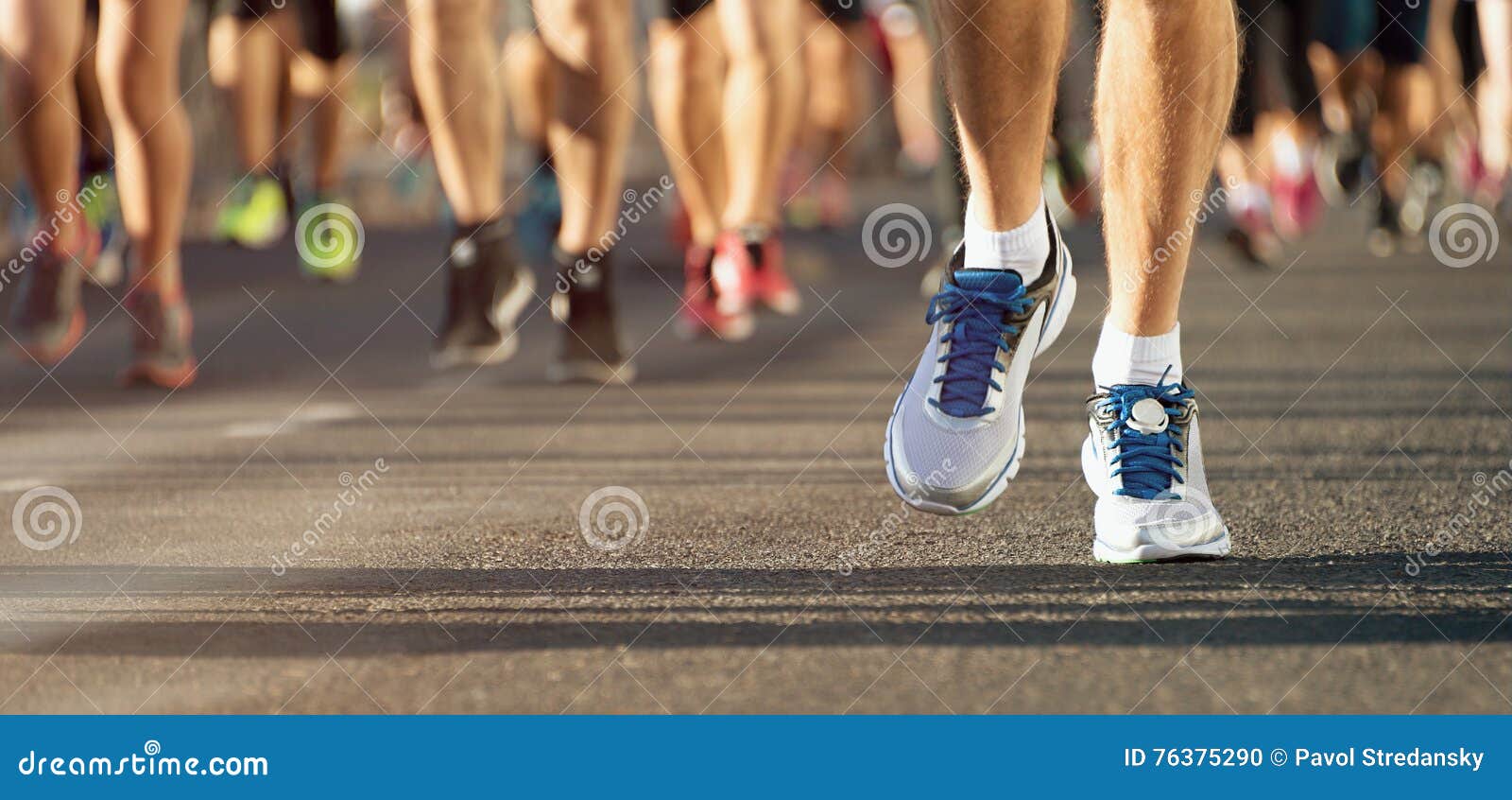 Marathon Running in the Light of Evening Stock Photo - Image of outside ...
