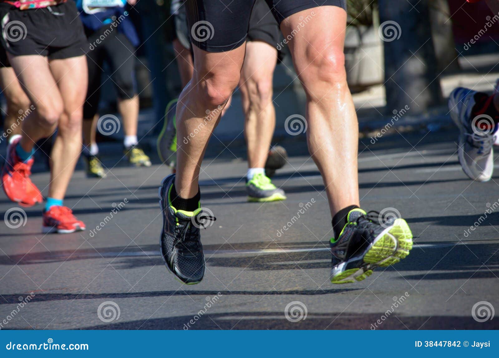 Marathon Running Race, People Feet on Road Stock Photo - Image of ...