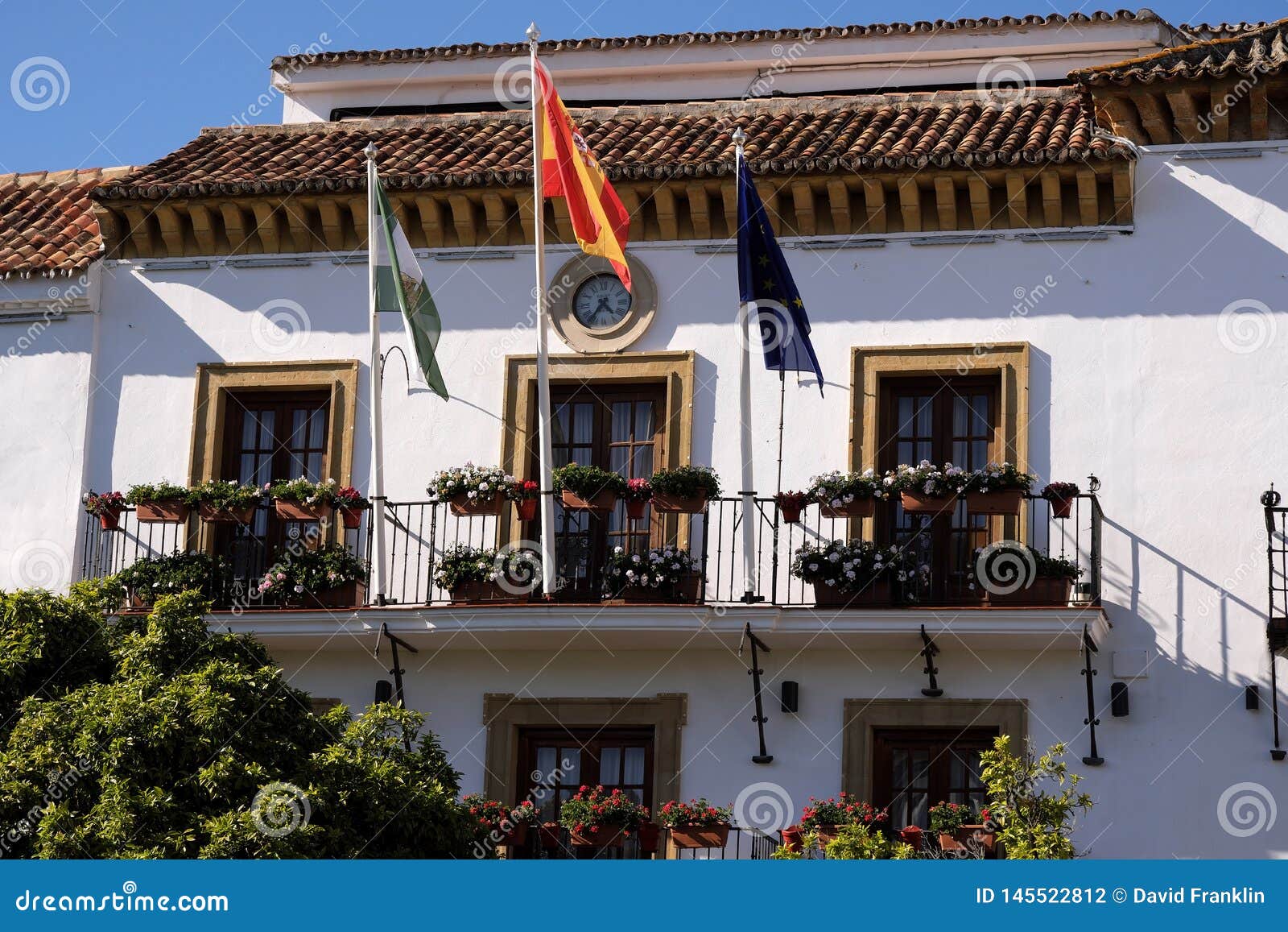 Marbella Old Town Hall Front View Flags Stock Photo - Image of front ...