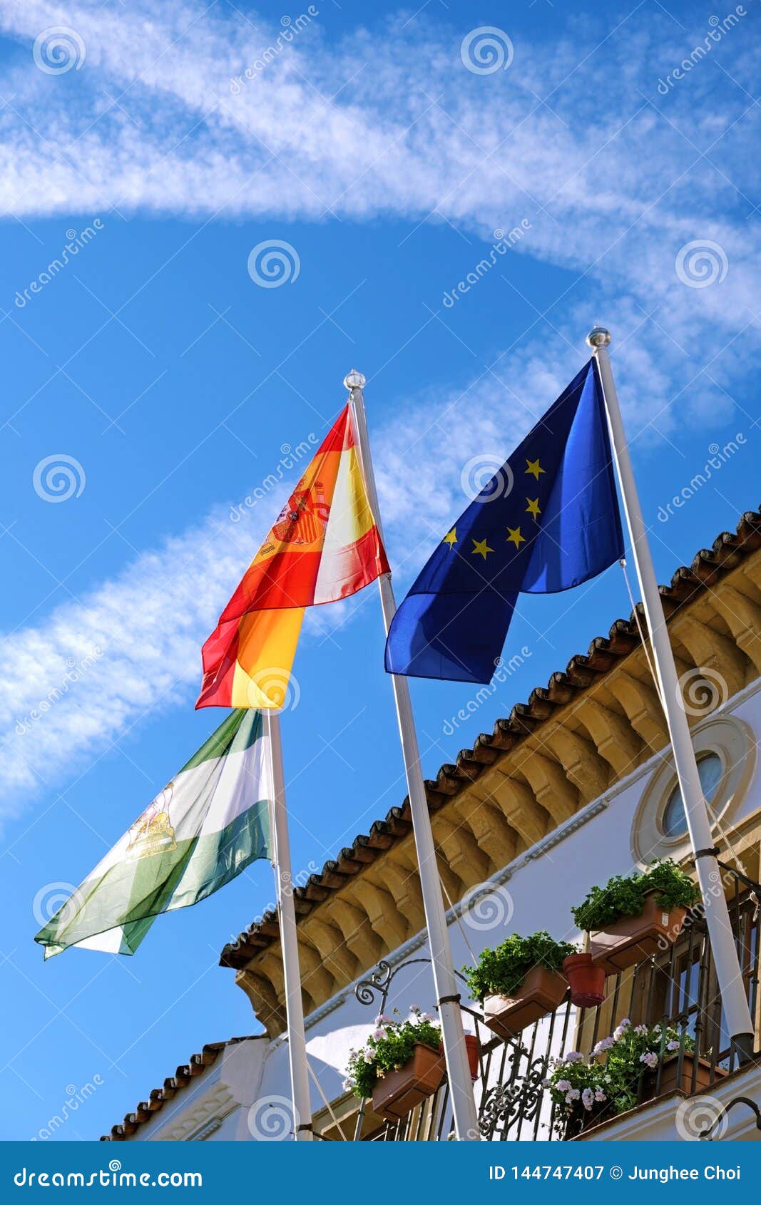 Marbella Town Hall with Flags in Old Town, Spain Stock Image - Image of ...