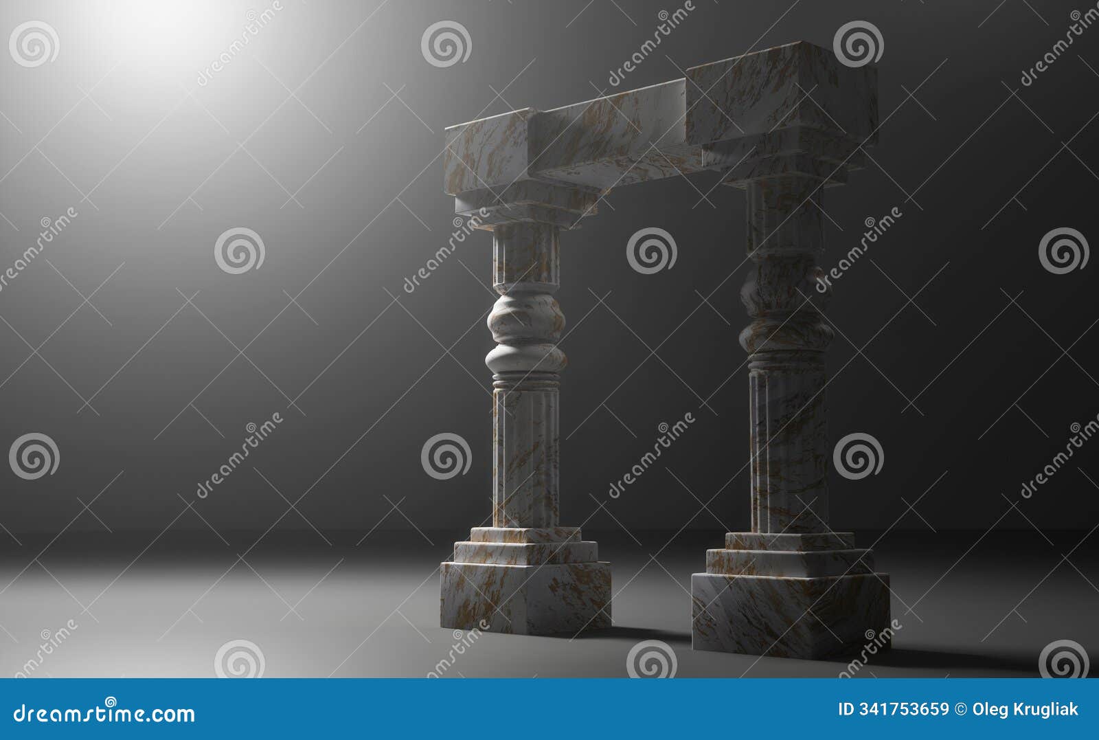 Marble Arch with Two Pillars Under Soft Lighting. Stock Image - Image ...