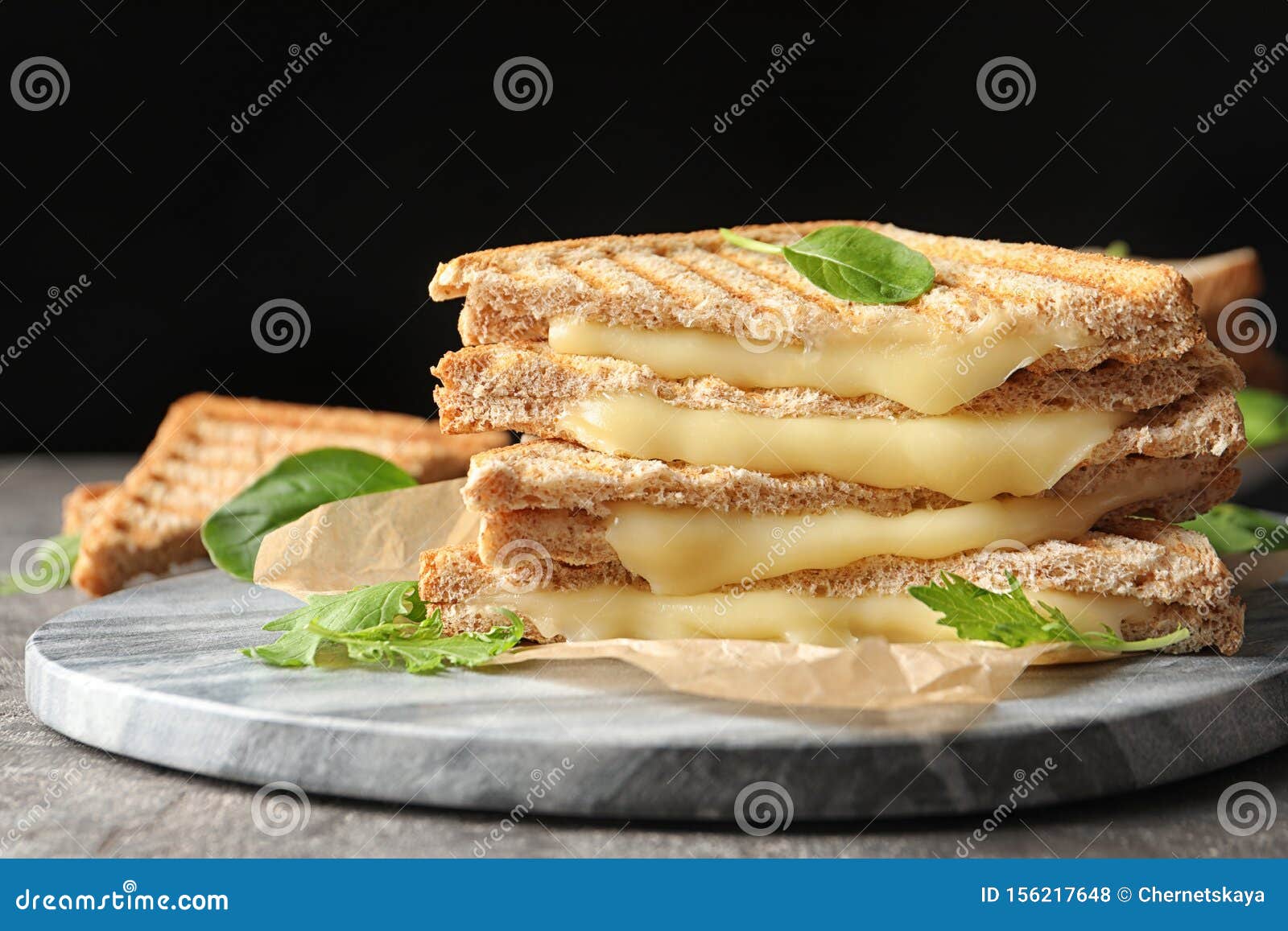 Marble Board with Fresh Cheese Sandwiches on Stock Photo - Image of ...