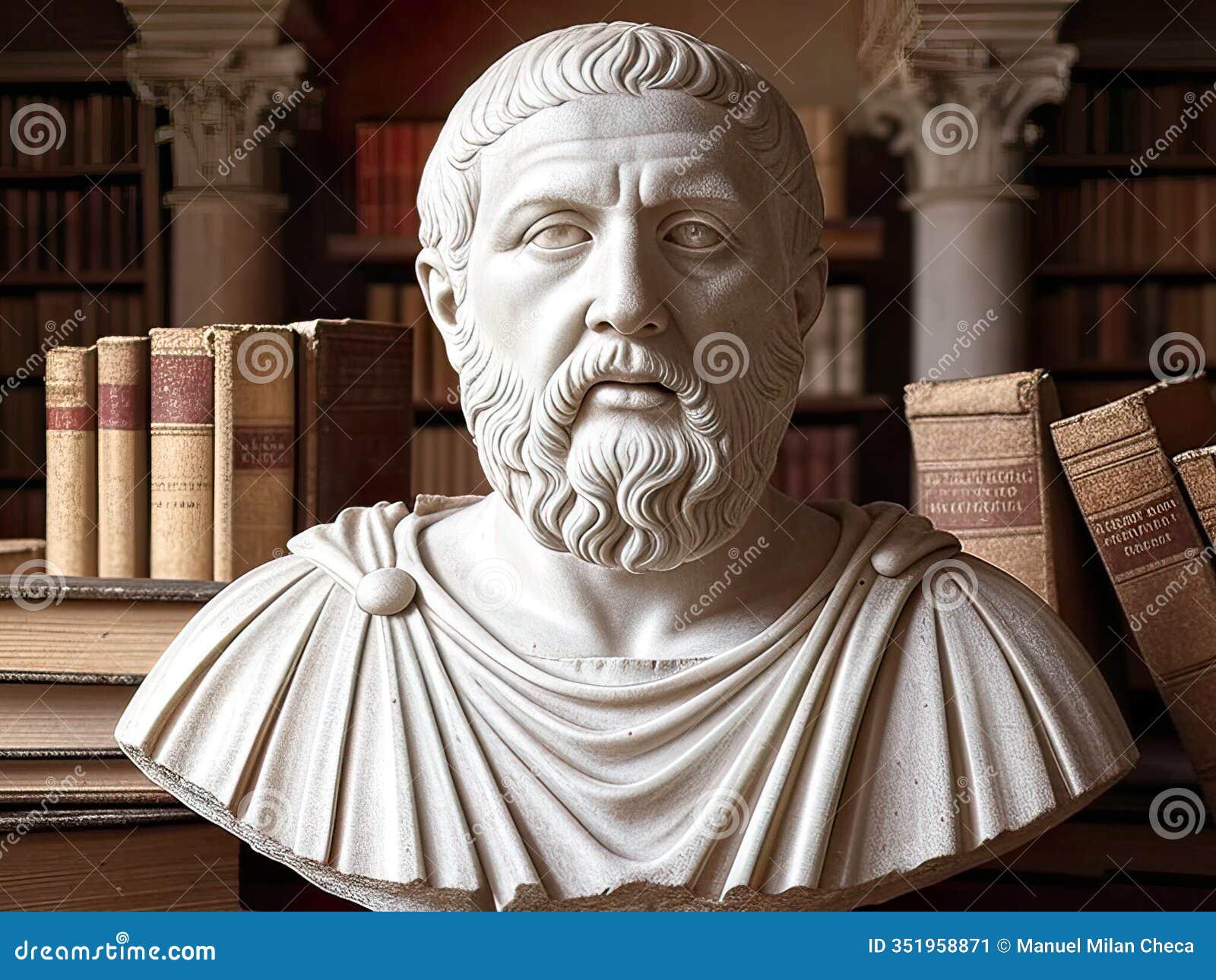 Marble Bust of the Philosopher Plato, Beautifully Illuminated by Soft ...