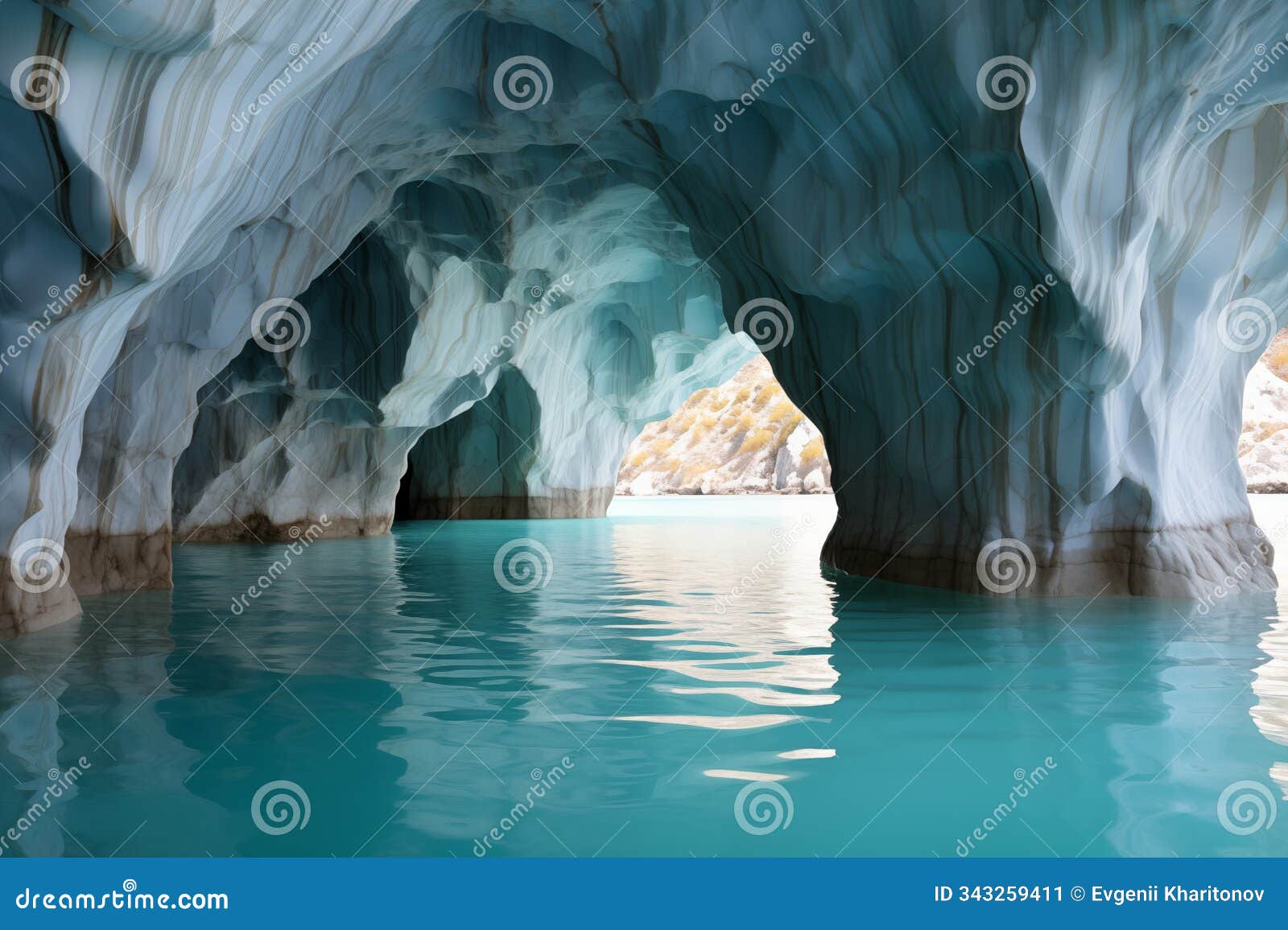 Marble Cave in Coastal Cliff with Crystal Clear Water Stock ...