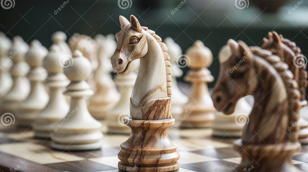 Marble Chess Board with Figures Stock Photo - Image of business, rook ...