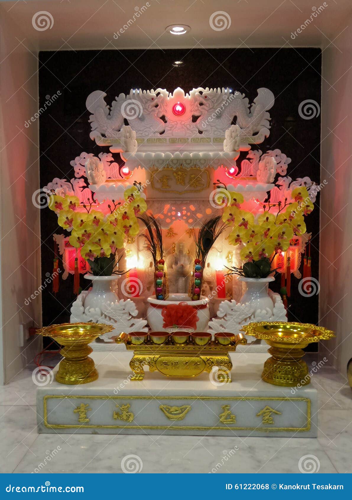 Marble Chinese Spirit House and Candle Light Stock Photo - Image of ...