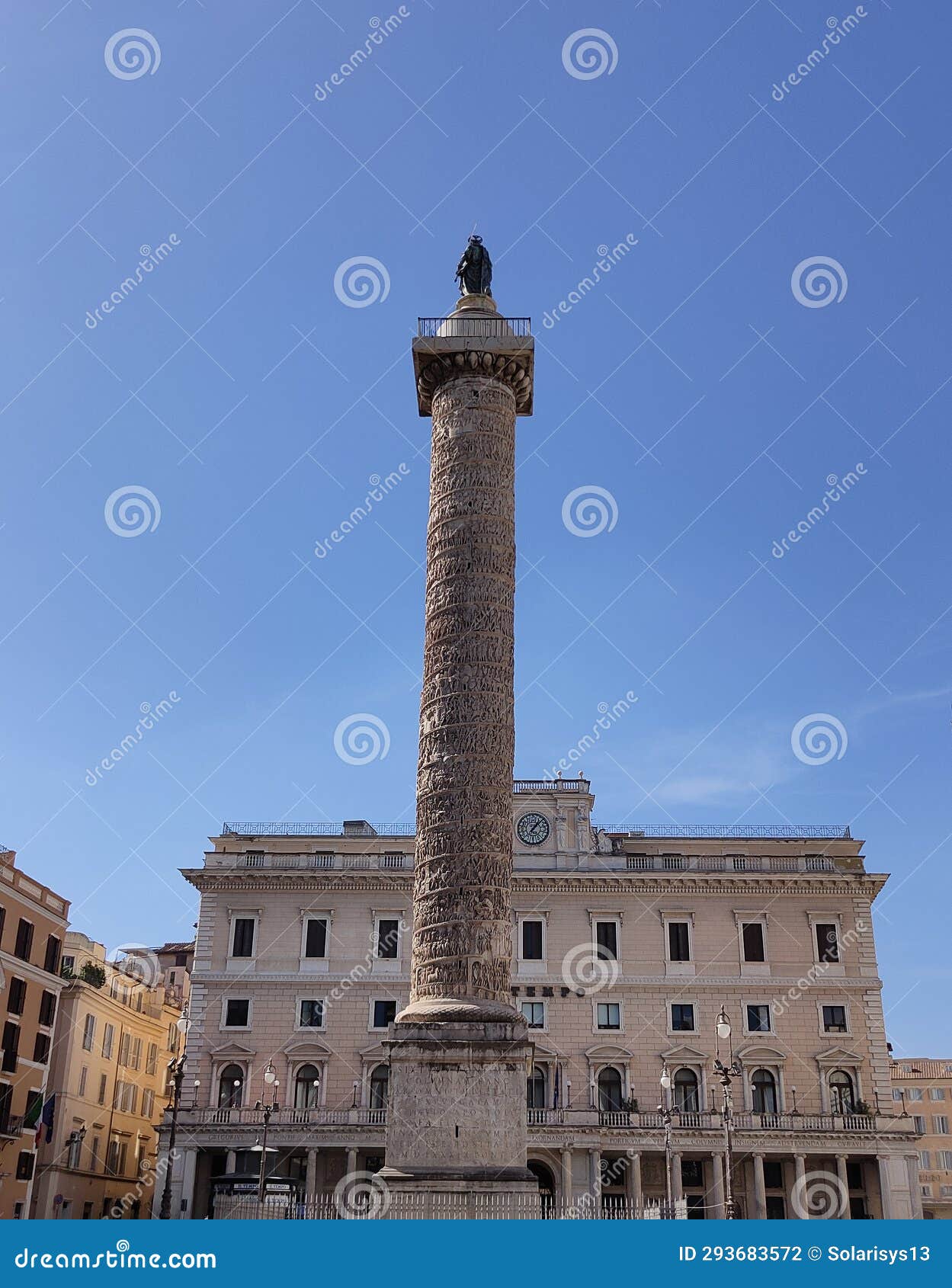 Marble Column of Marcus Aurelius with Spiral Relief on Piazza Colonna ...