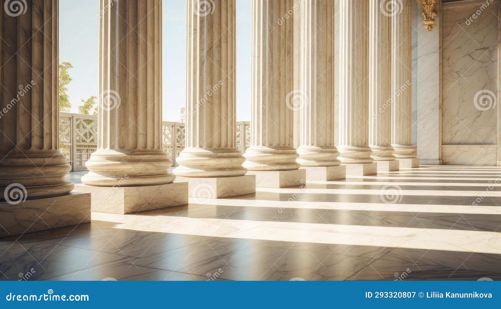 Marble Columns in Soft, Natural Lighting, with the Play of Shadows and ...