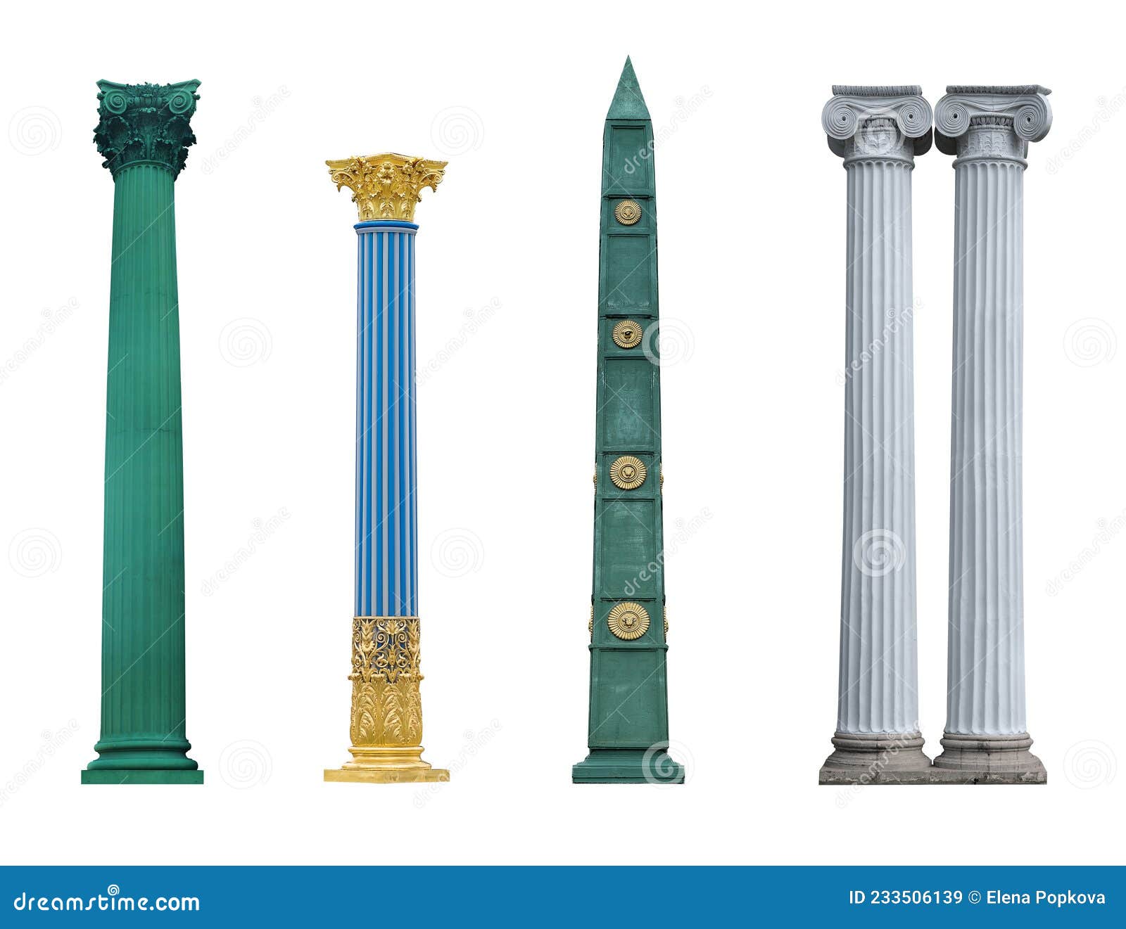 Marble Corinthian Column on a White Background. Design Element with ...