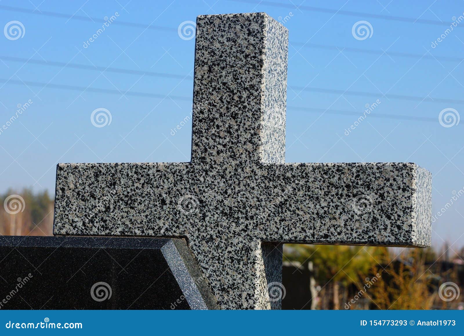 Marble Cross in a Cemetery Against the Sky Stock Image - Image of ...